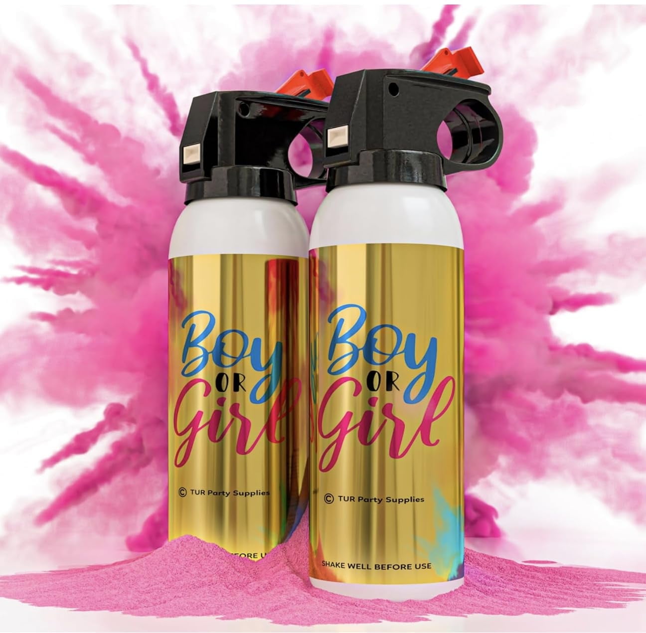 Pink Gender Reveal Powder Bottle for Parties | Manual Use ...
