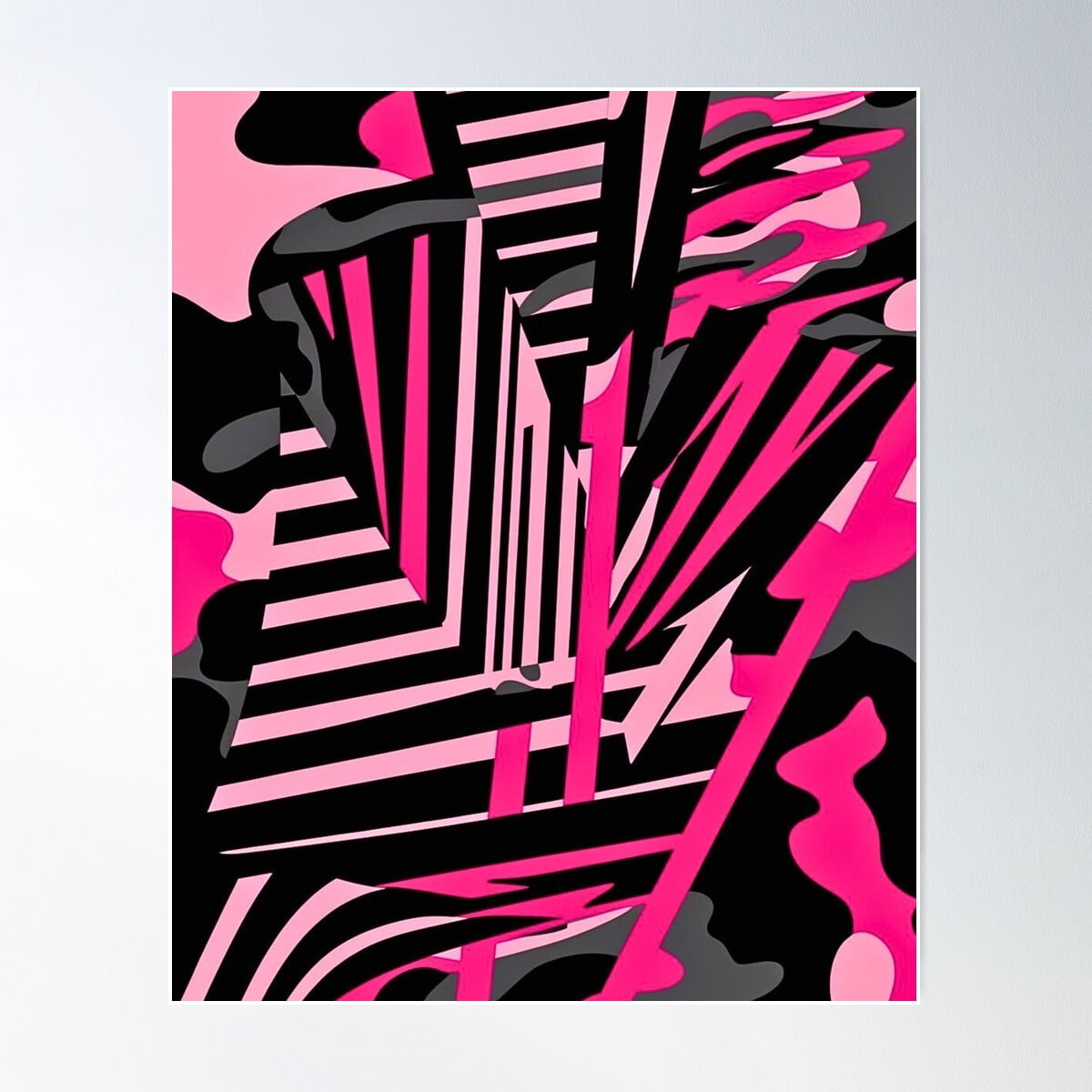 Pink Geometric Camo - Lines And Shapes With Camouflage Accents Poster ...