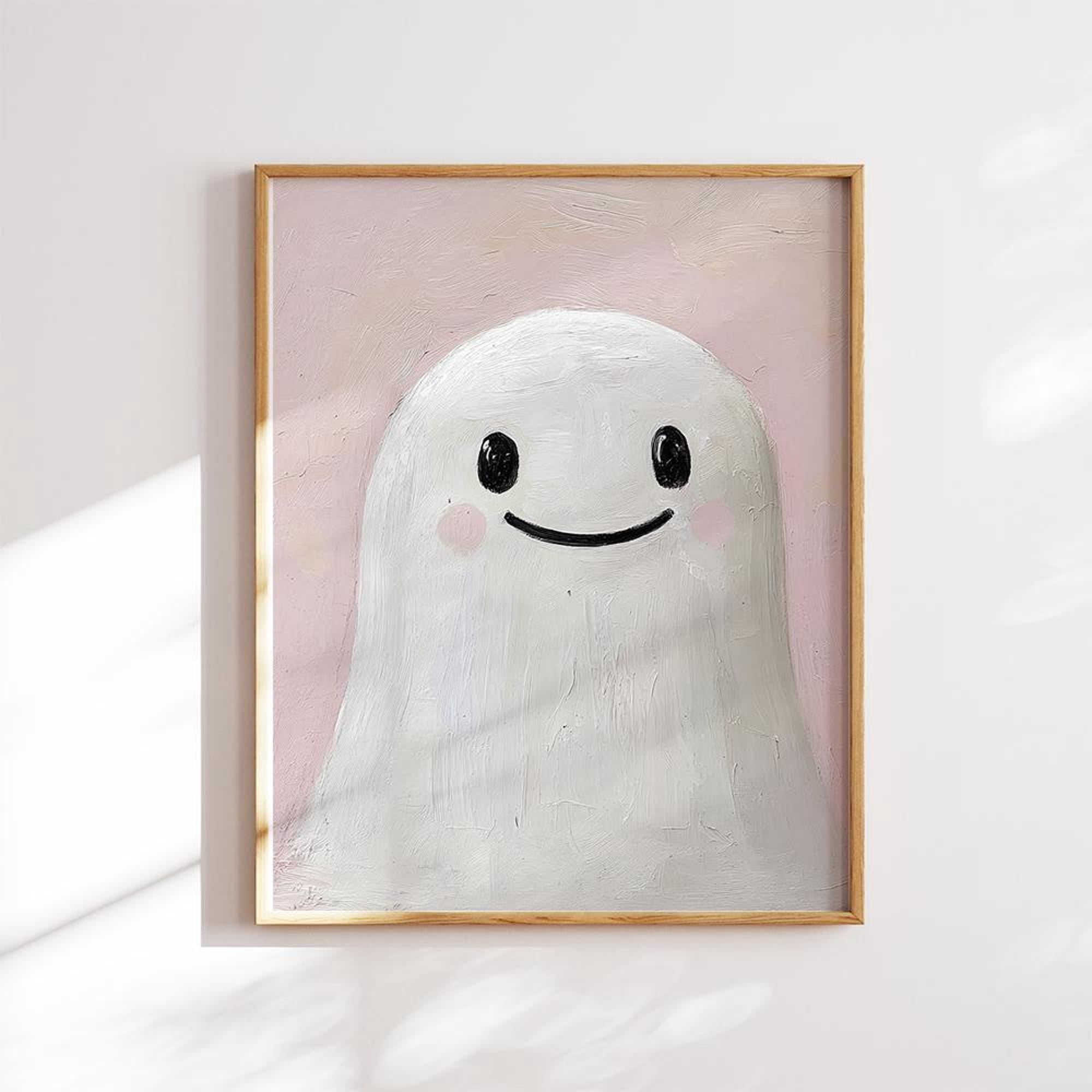 Pink Ghost For Girls Bedroom Trendy Pastel Pink Wall Art Print Cute ...