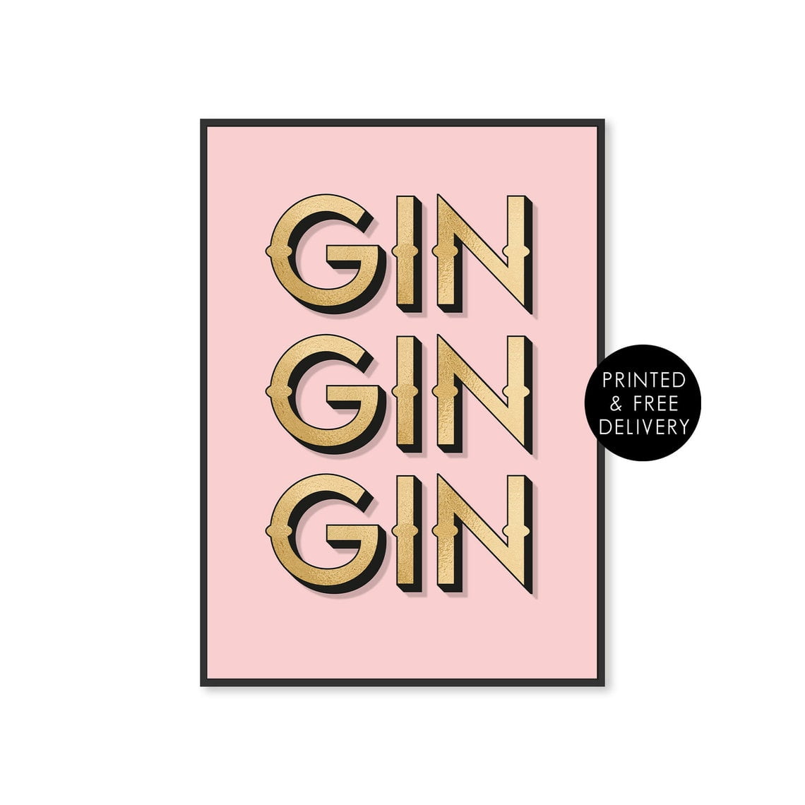 Pink Gin Bar Sign For Home Bar, Gin Gin Gin Poster Wall Art Poster, Bar ...