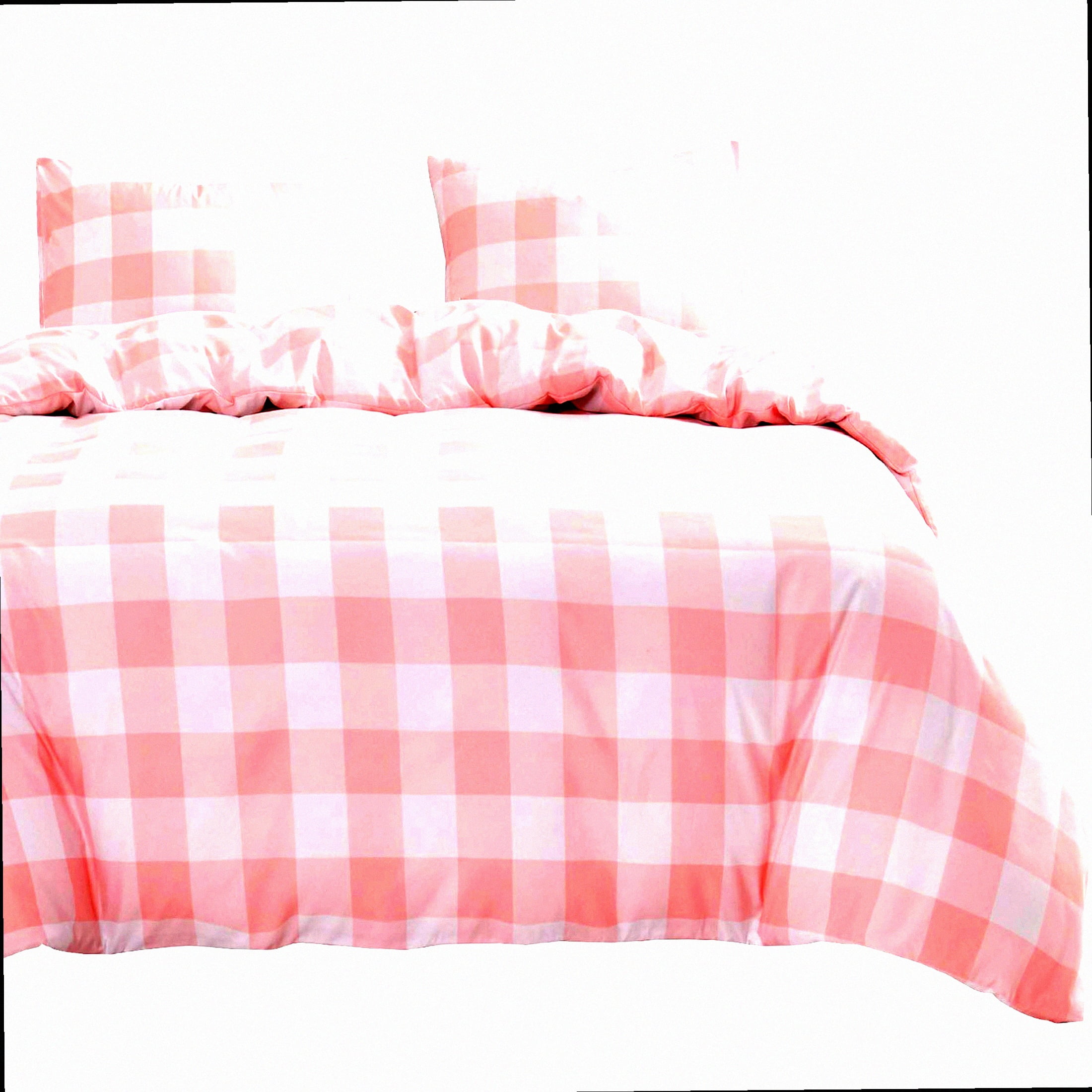 Pink Gingham Bliss Comforter Set - Soft Geometric Bedding - Full Size ...