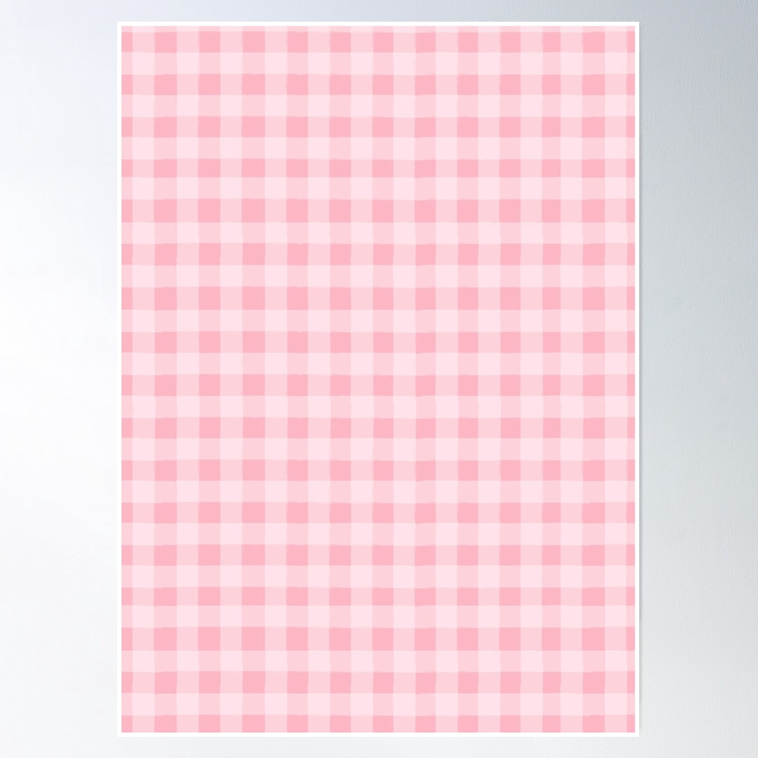 Pink Gingham Pattern | Baby Pink Vintage Pattern Poster Wall Art ...