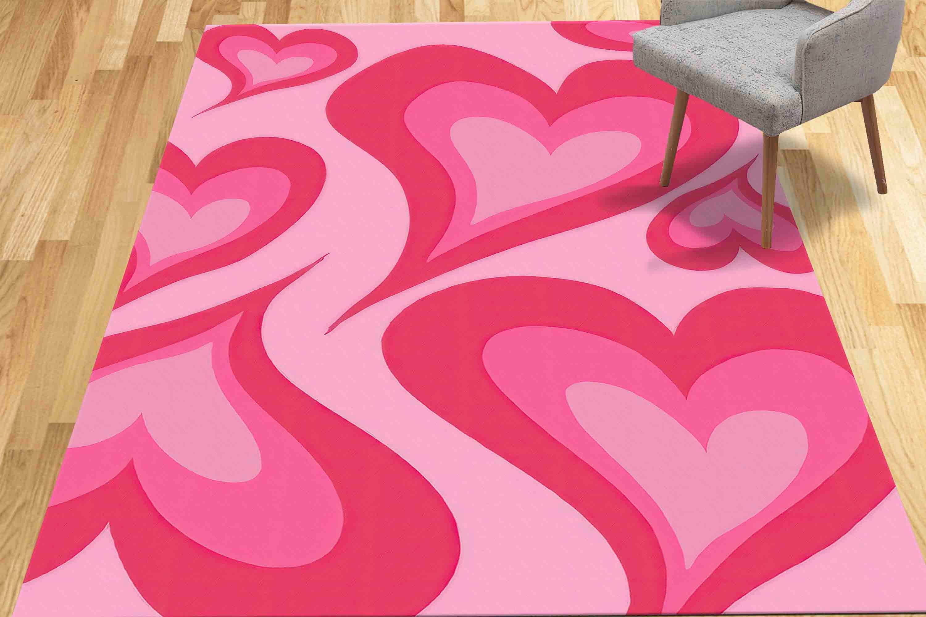 Pink Girl Room Rugs, Heart Rug, Pink Hearts Rug, Children Rug, Girl ...
