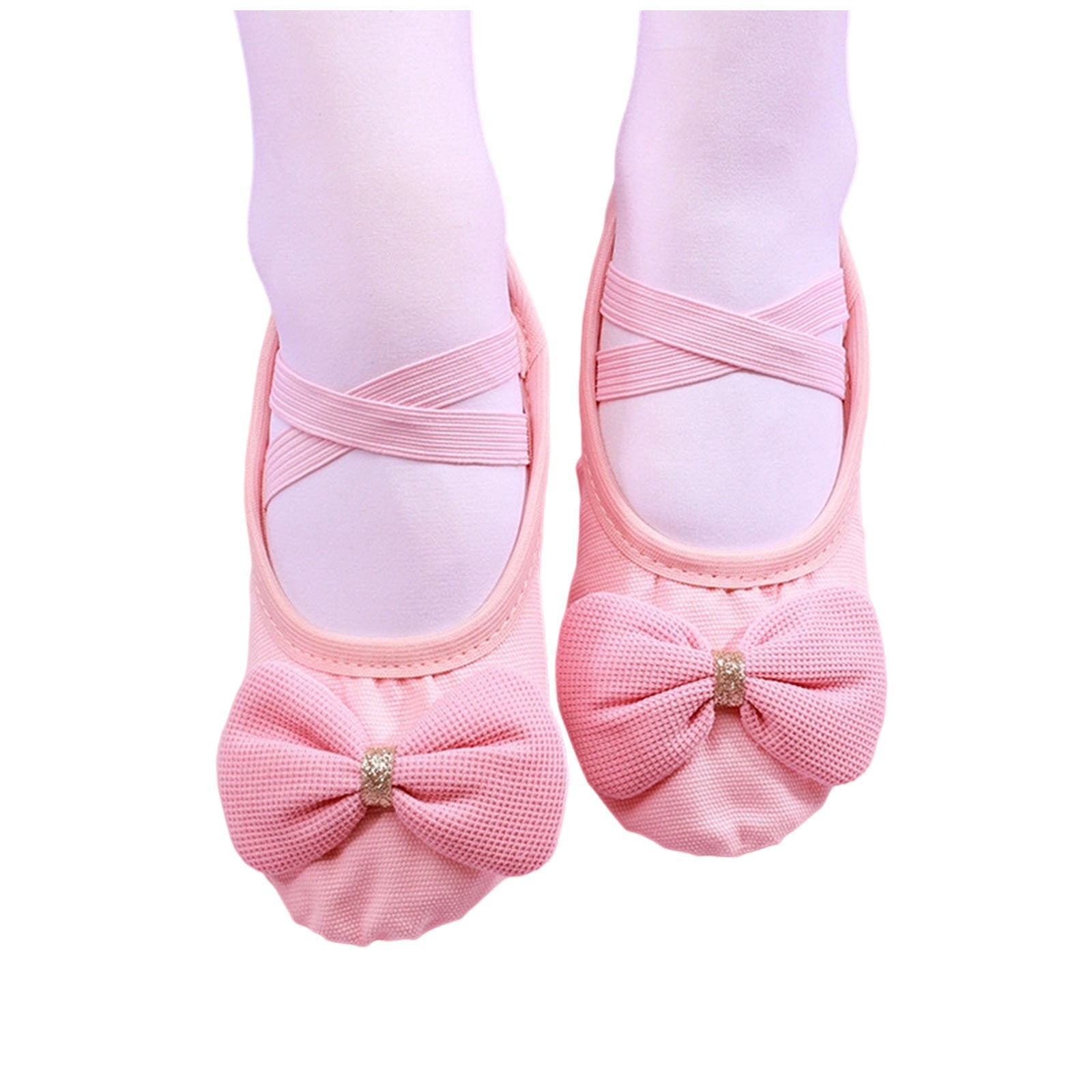 Pink Girls Bow Exercise Footwear With Flexible Sole For Ballet Workouts ...