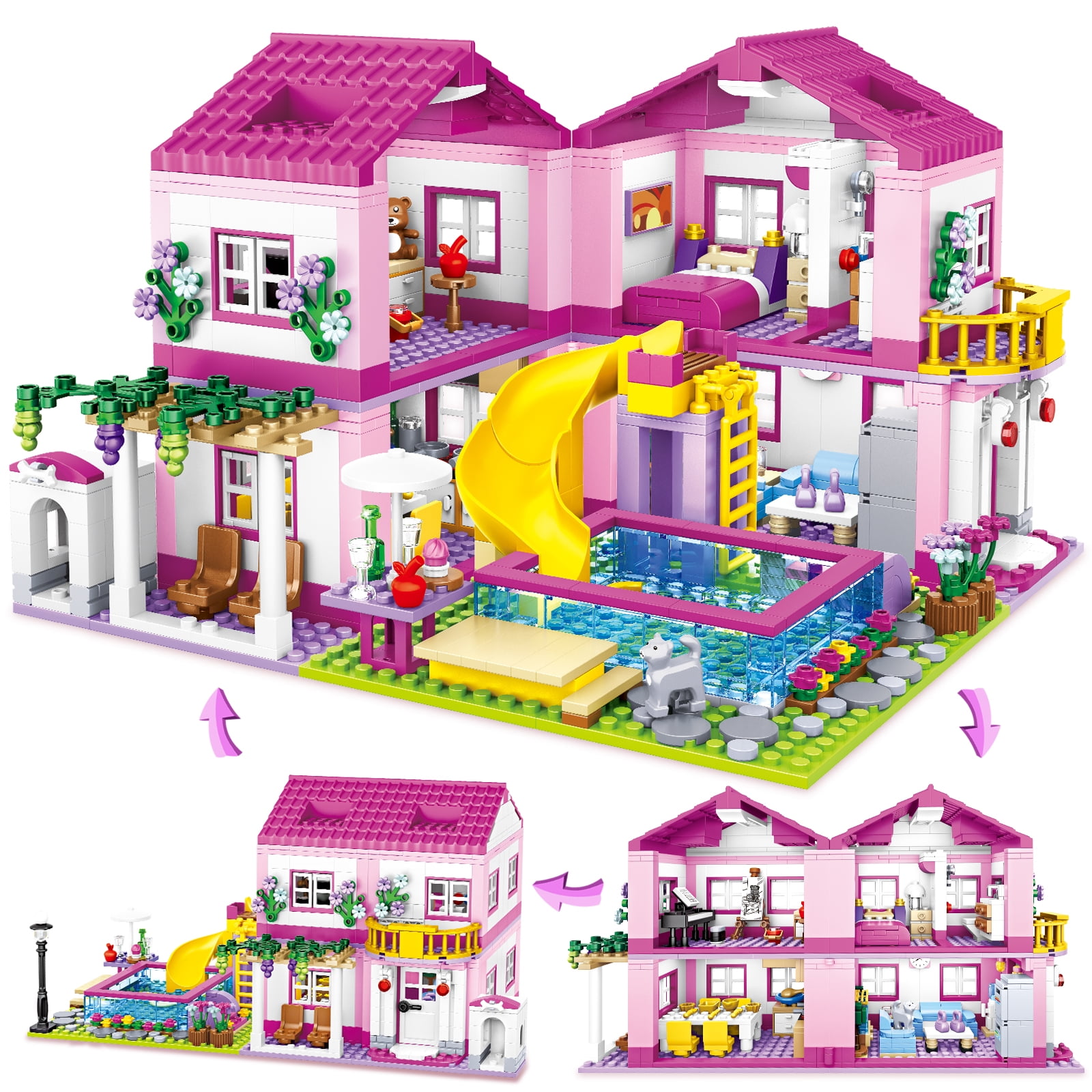 Pink Girls Summer Villa Friends Building Set Compatible with Lego ...