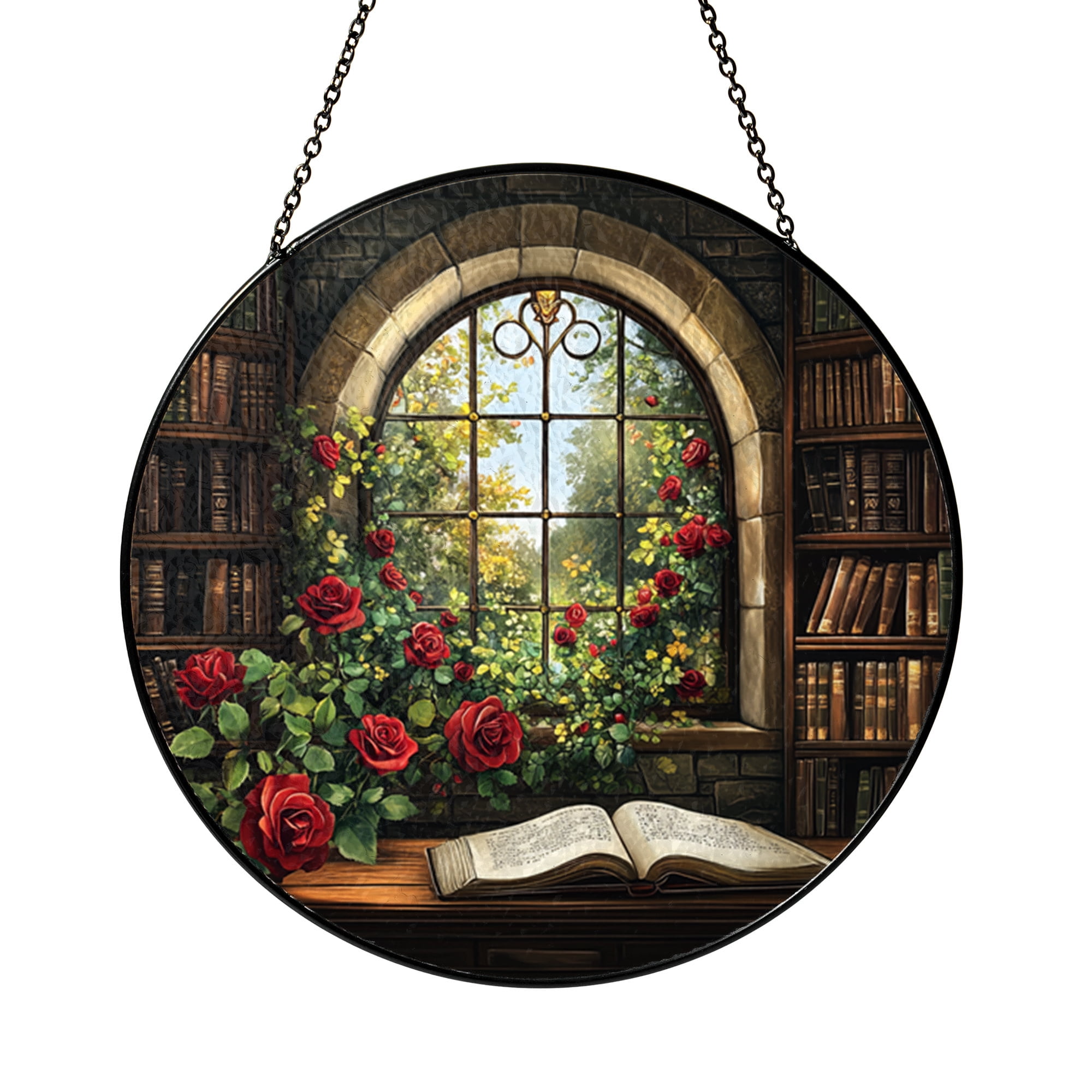 Pink Gladiolus Flower Round Suncatcher – Stained Glass Style Floral ...
