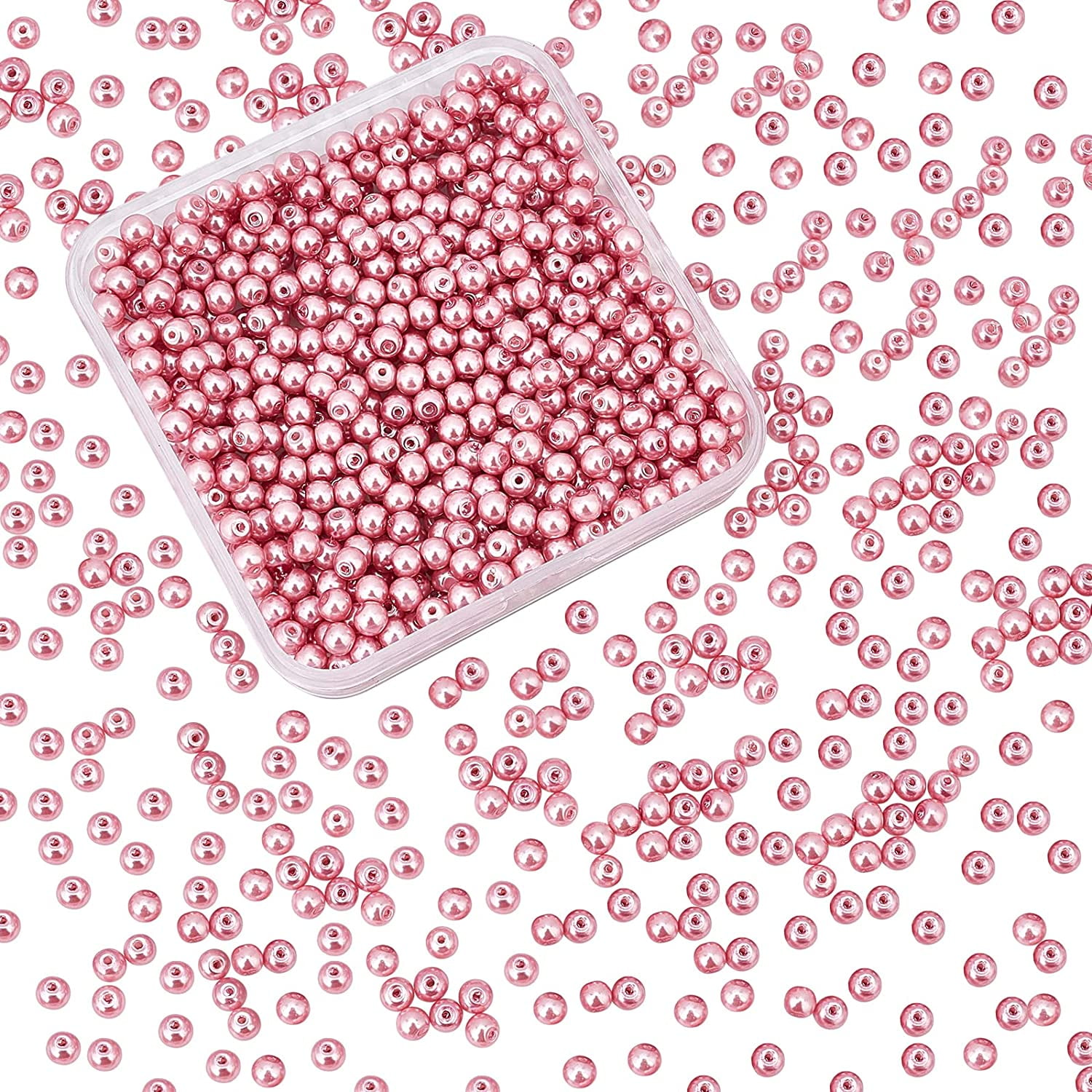 Pink Glass Pearl Beads 1000 Pcs 4mm Tiny Smooth Satin Luster Craft ...