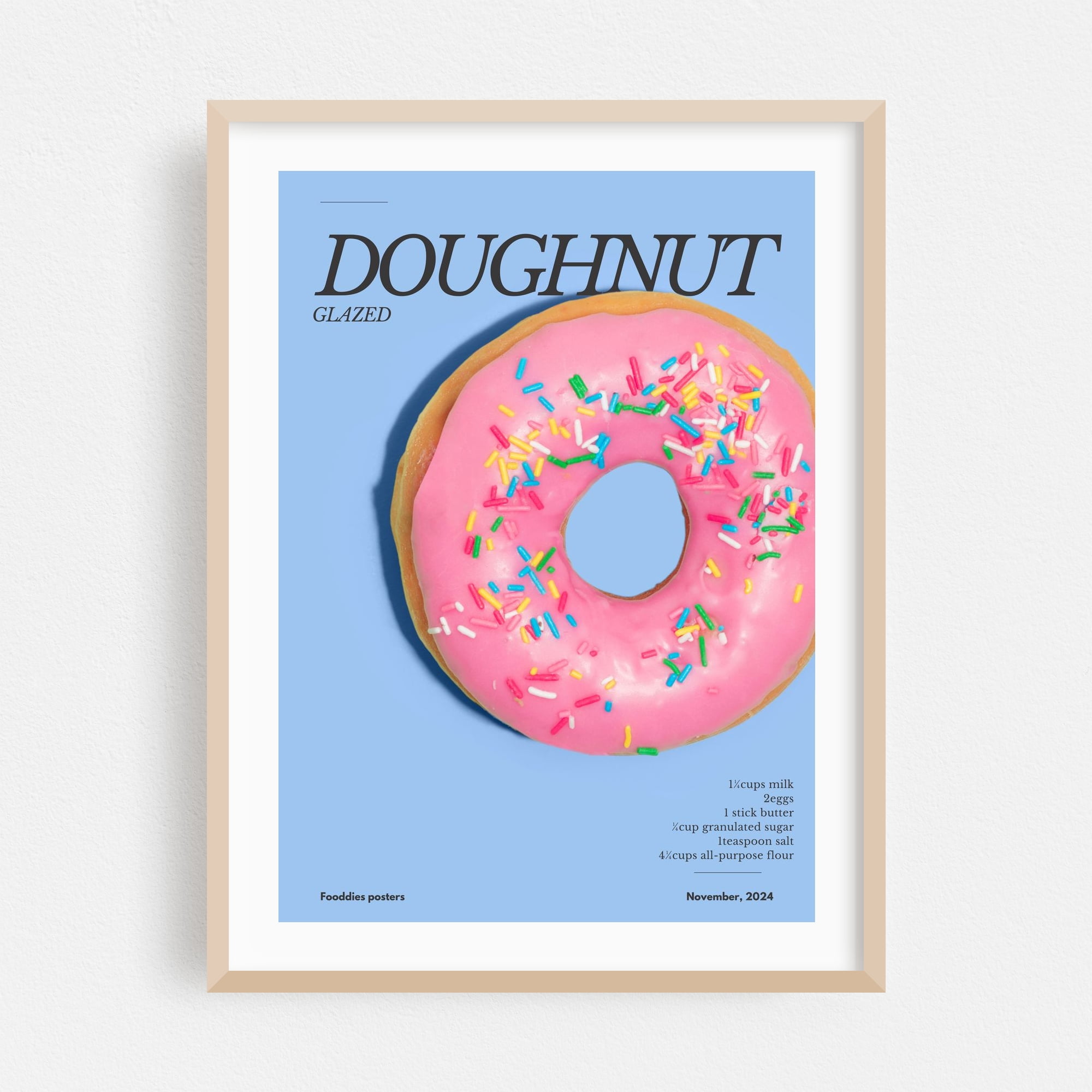 Pink Glaze Doughnut - Typography Pop Art Kitchen Decor Modern Art ...