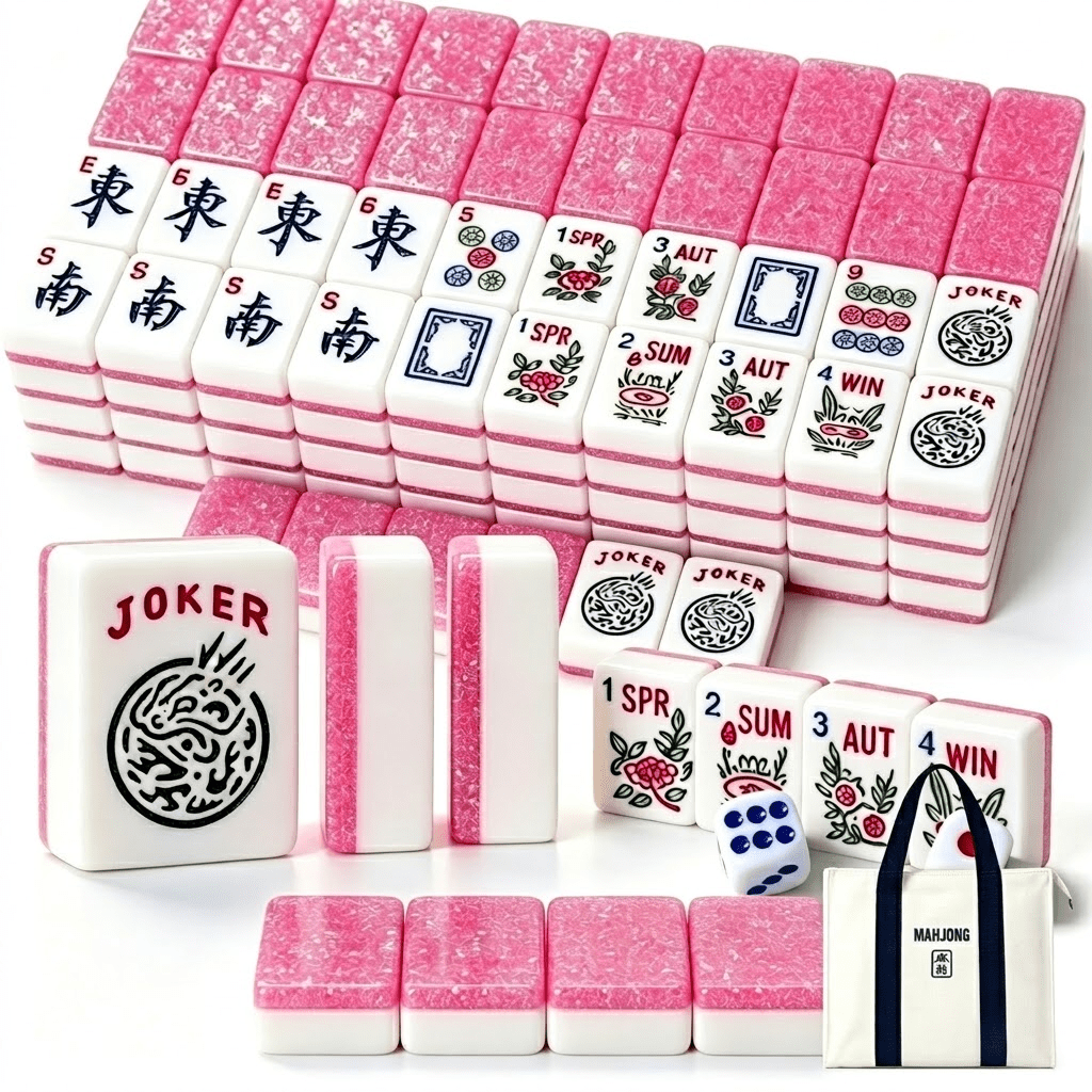 Pink Glitter American Mahjong Set 166 Sparkle Tiles with 10 Spares ...