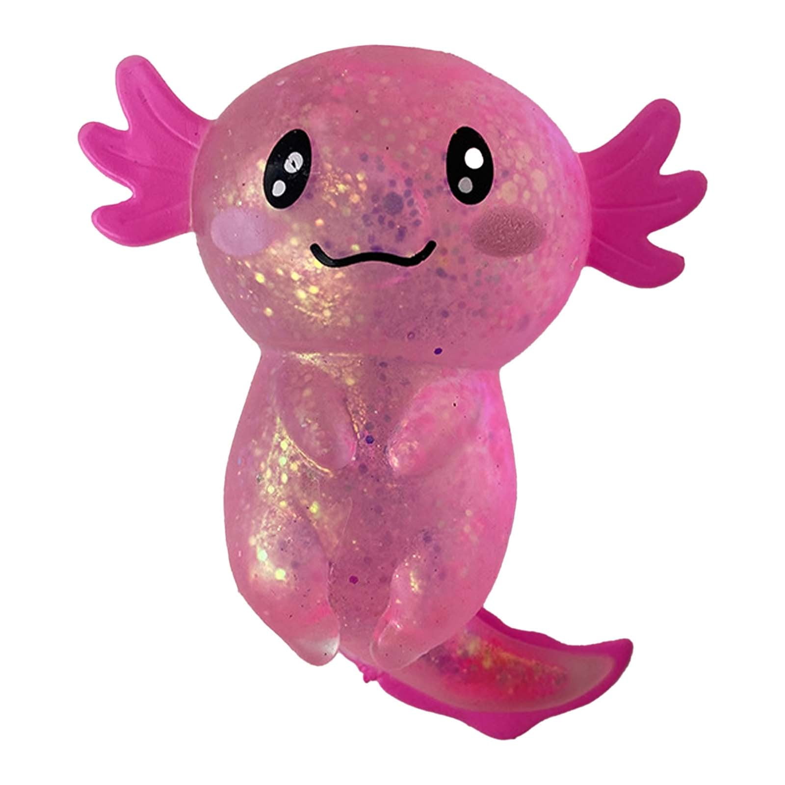 Pink Glitter Axolotl Stretchy Stress Relief Toy Soft Squishy Salamander ...