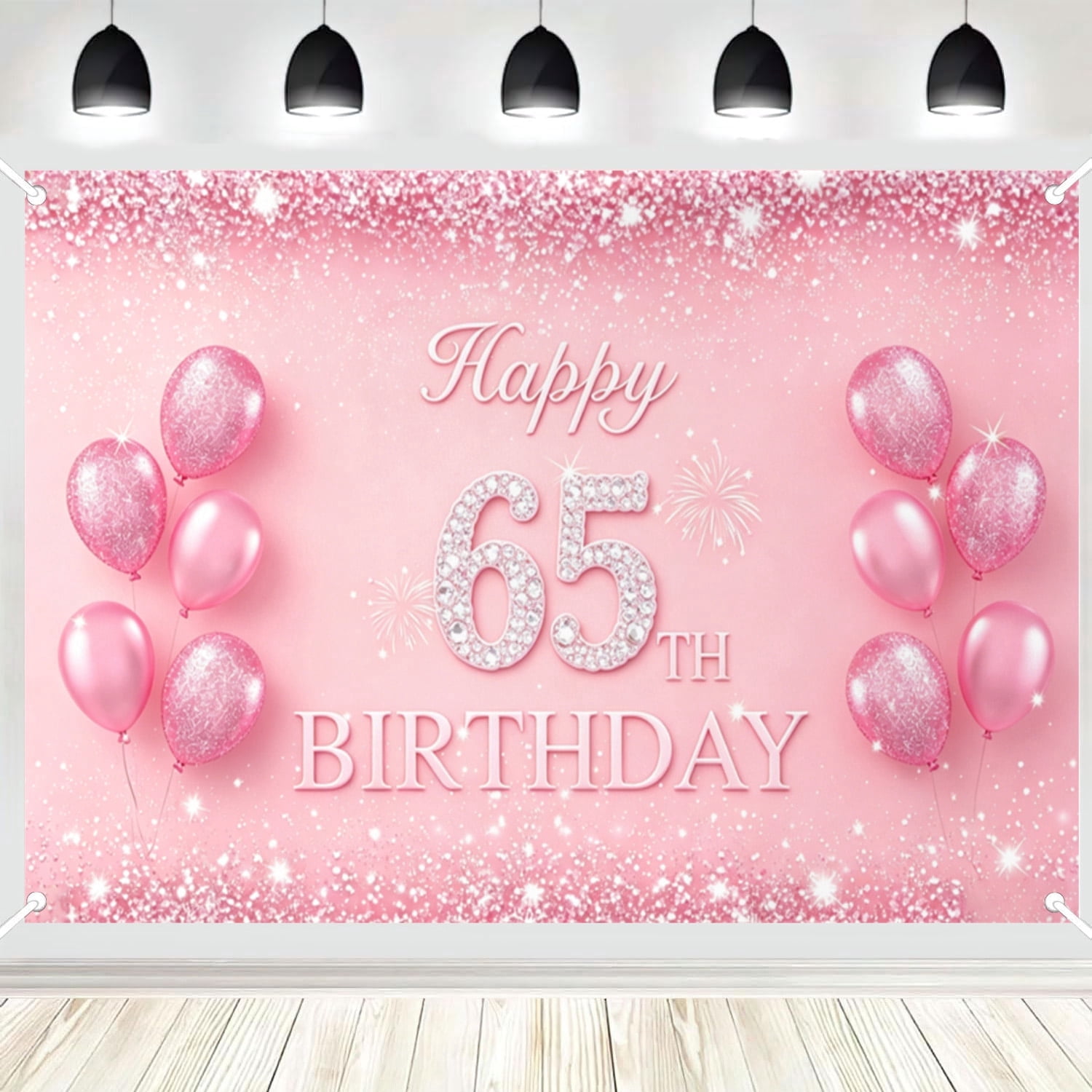 Pink Glitter Birthday Banner Backdrop Decorations for Girls, Sparkle ...