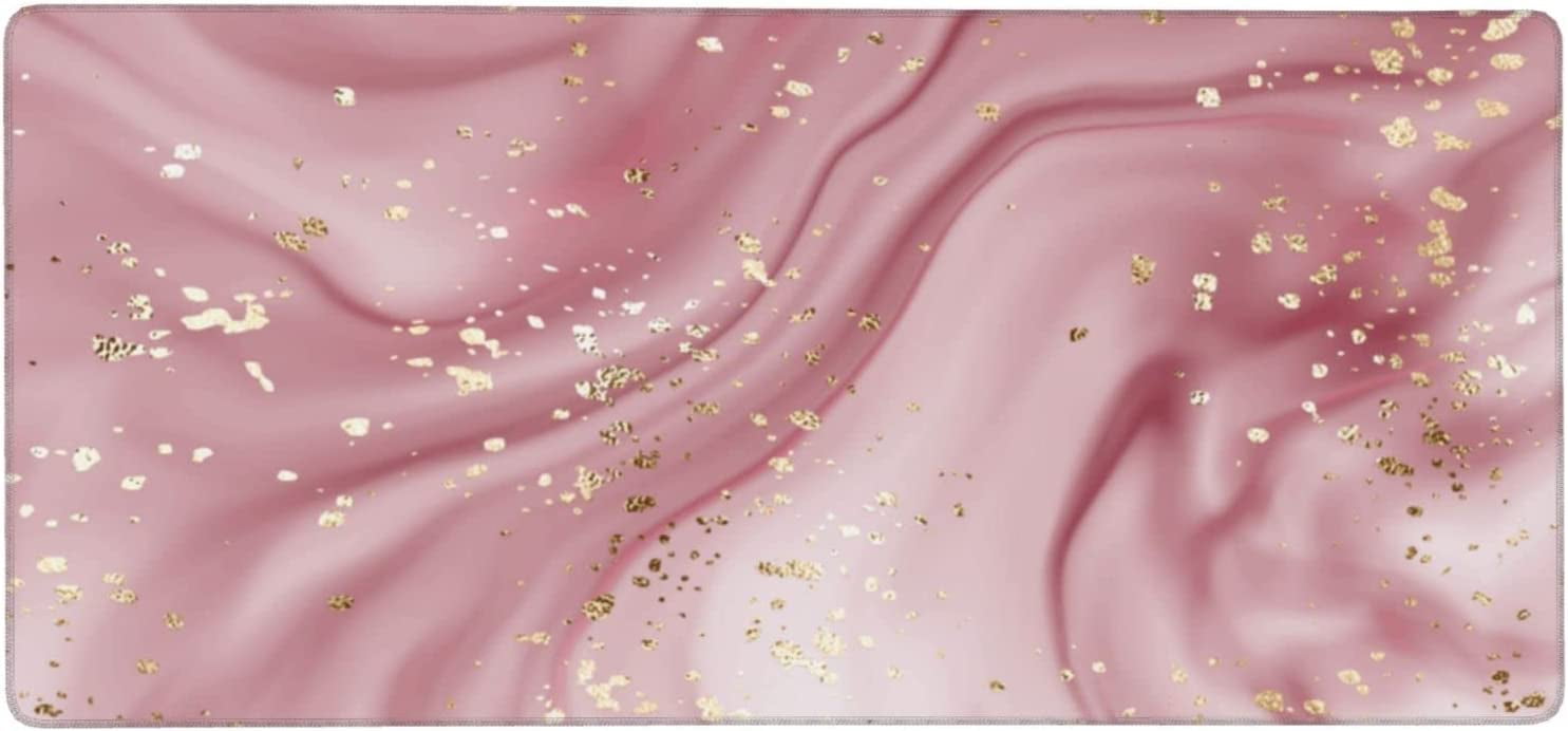 Pink Glitter Marble Gaming Mouse Pad XL, Extended Stitched Edges ...