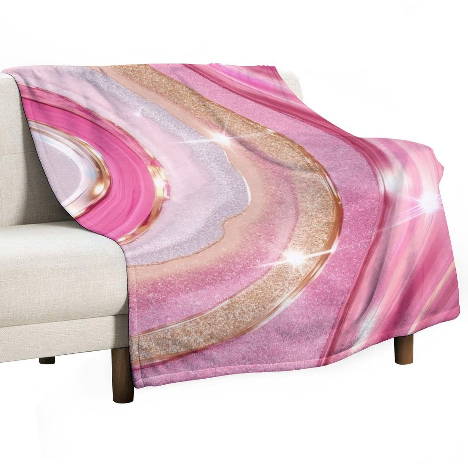 Pink Glitter Marble Swirl Blankets Bedroom Living Room Sofa Throw ...