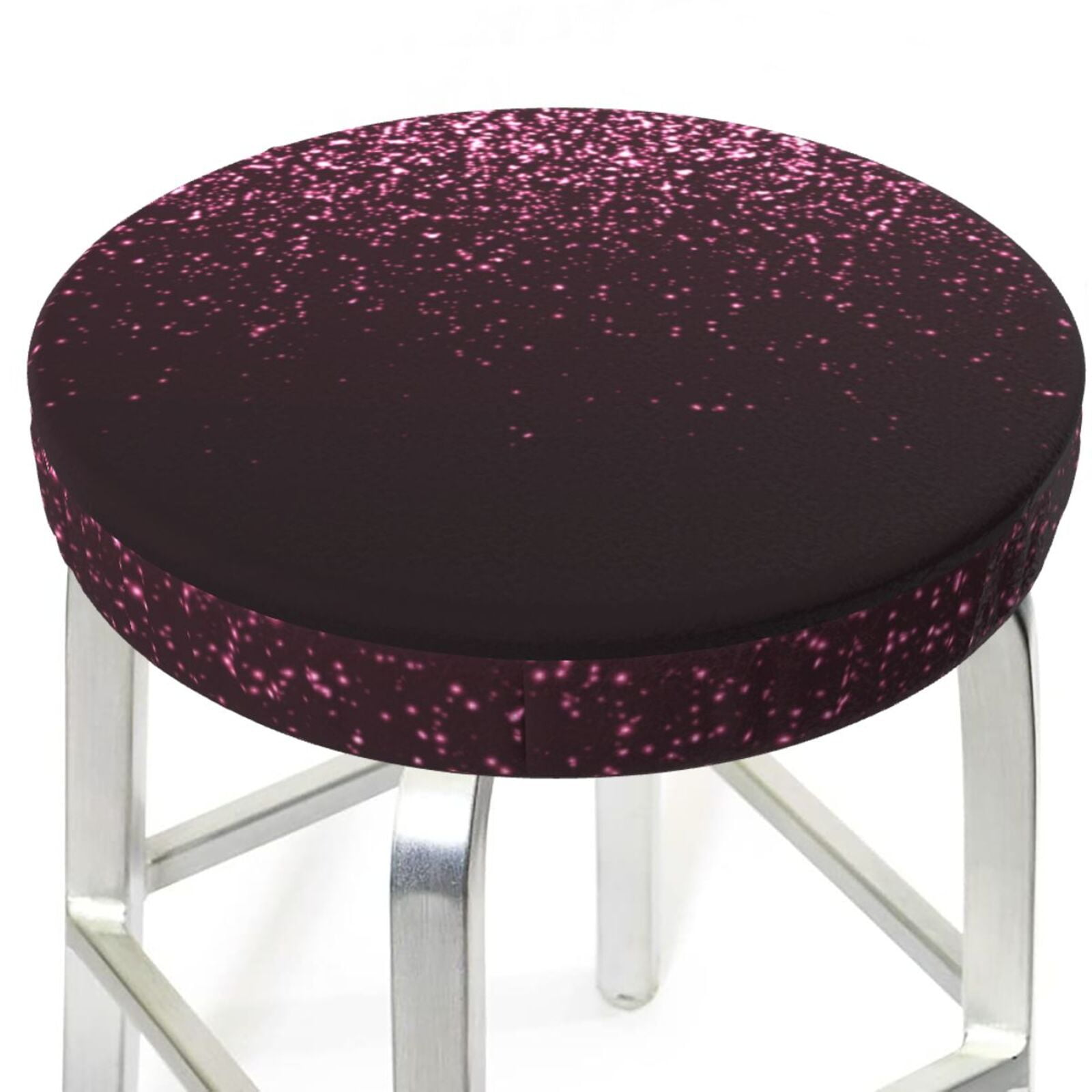 Pink Glitter Sparkles A Round Bar Stool Covers, Soft Velvet Bar Stool ...