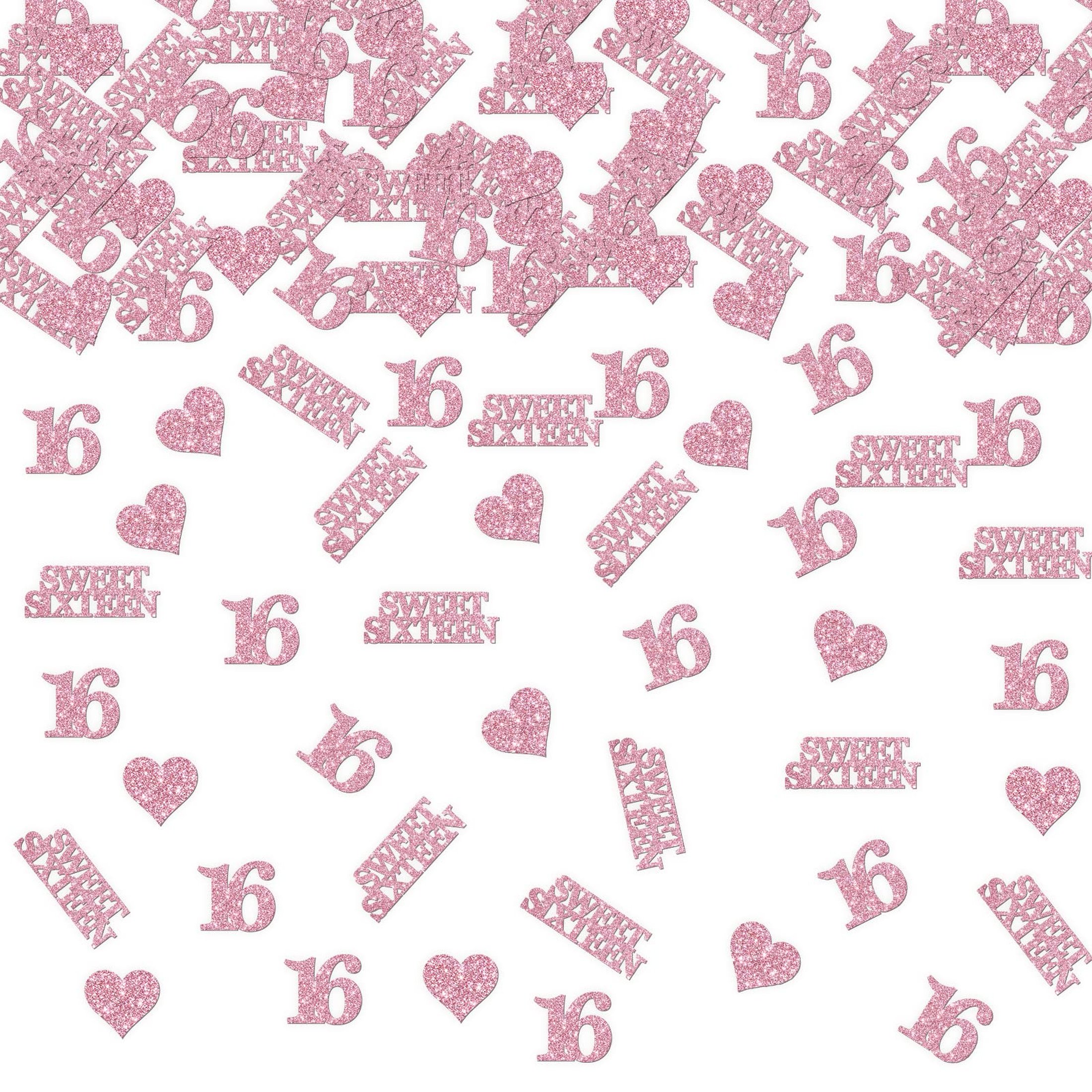 Pink Glitter Sweet Sixteen Confetti Pack for Girls, Perfect for 16th ...