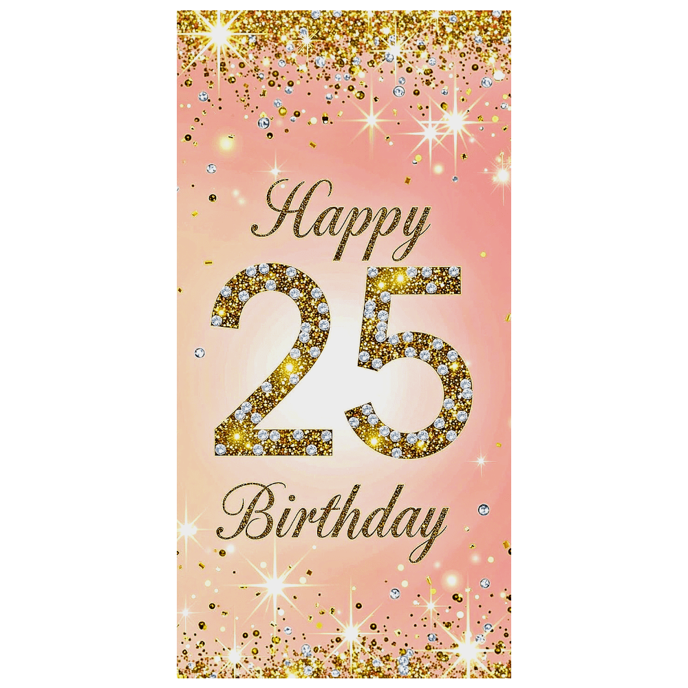 Pink Glittery 25th Birthday Banner with Star and Confetti Elements ...