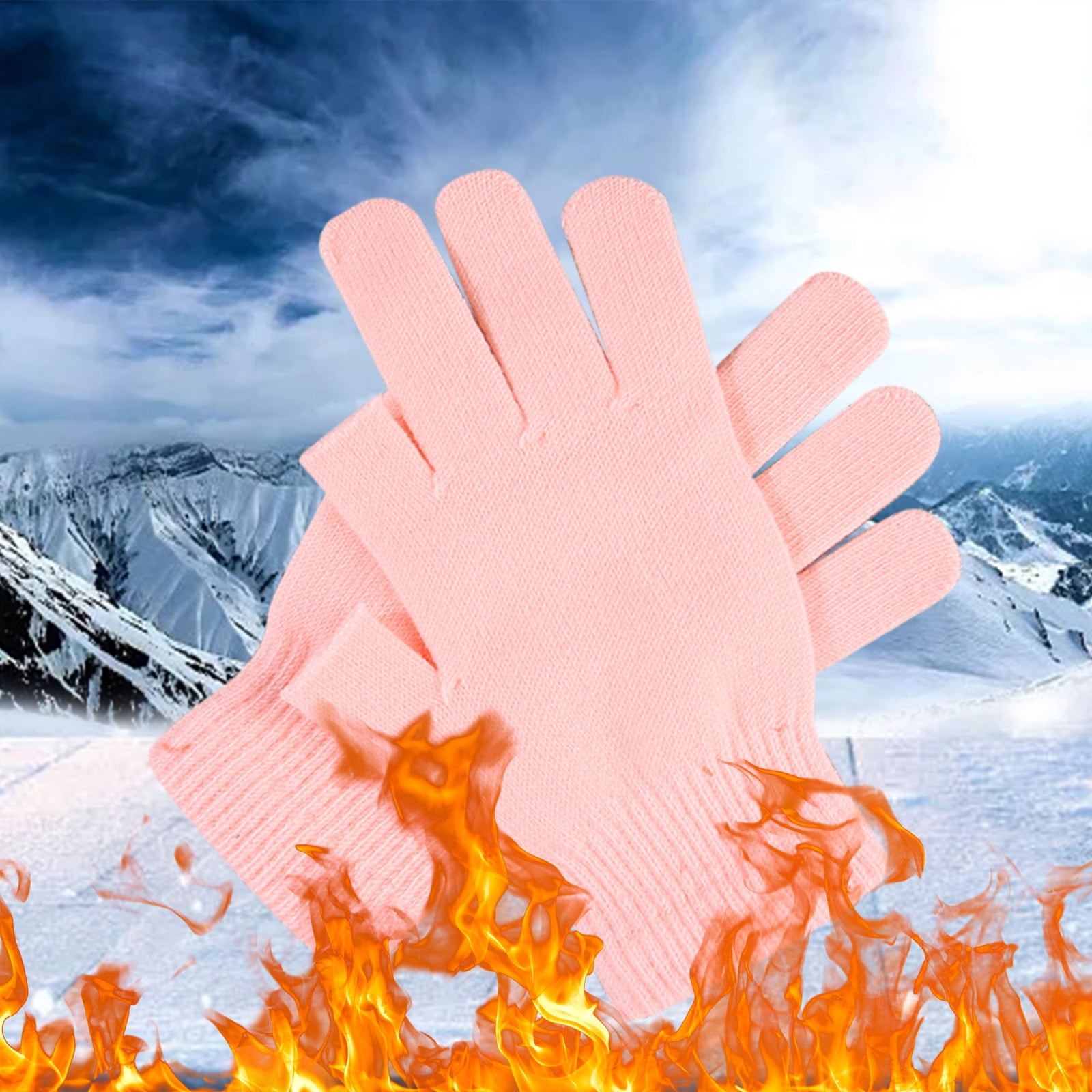 Pink Gloves Mittens for Women Men Writing Gloves Stretch Knitted Wool ...