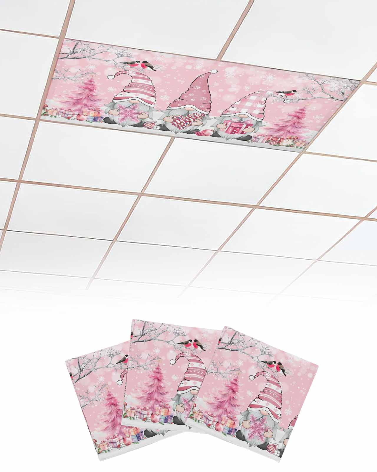 Pink Gnomes Christmas Fluorescent Light Covers for Ceiling Lights 4x2 ...