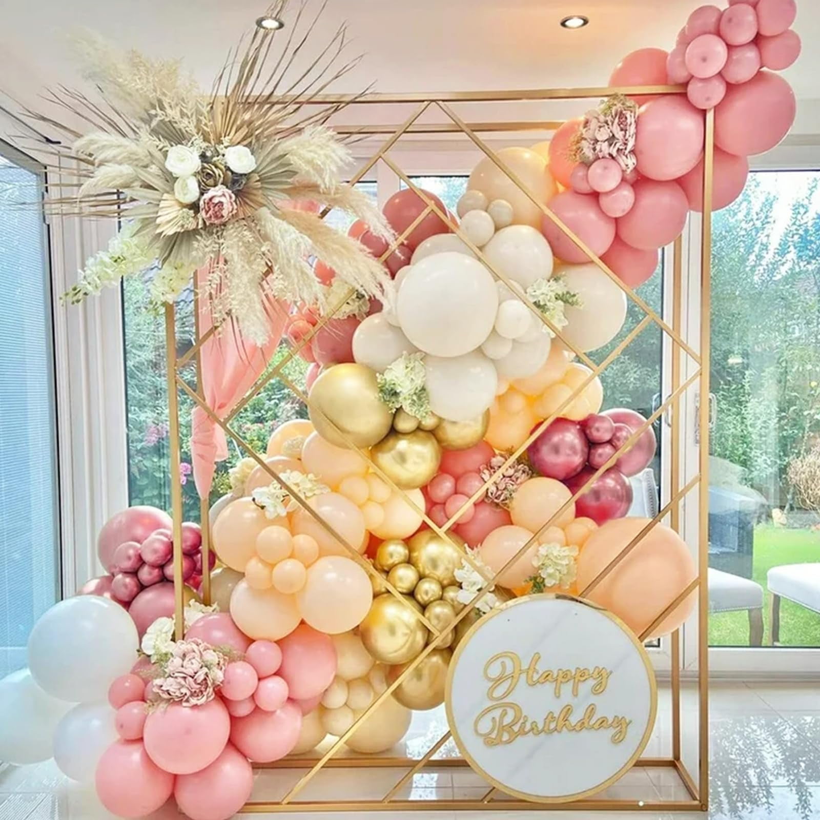 Pink and Gold Balloon Arch Kit, Pink Balloon Arch Retro Pink Beige Sand ...