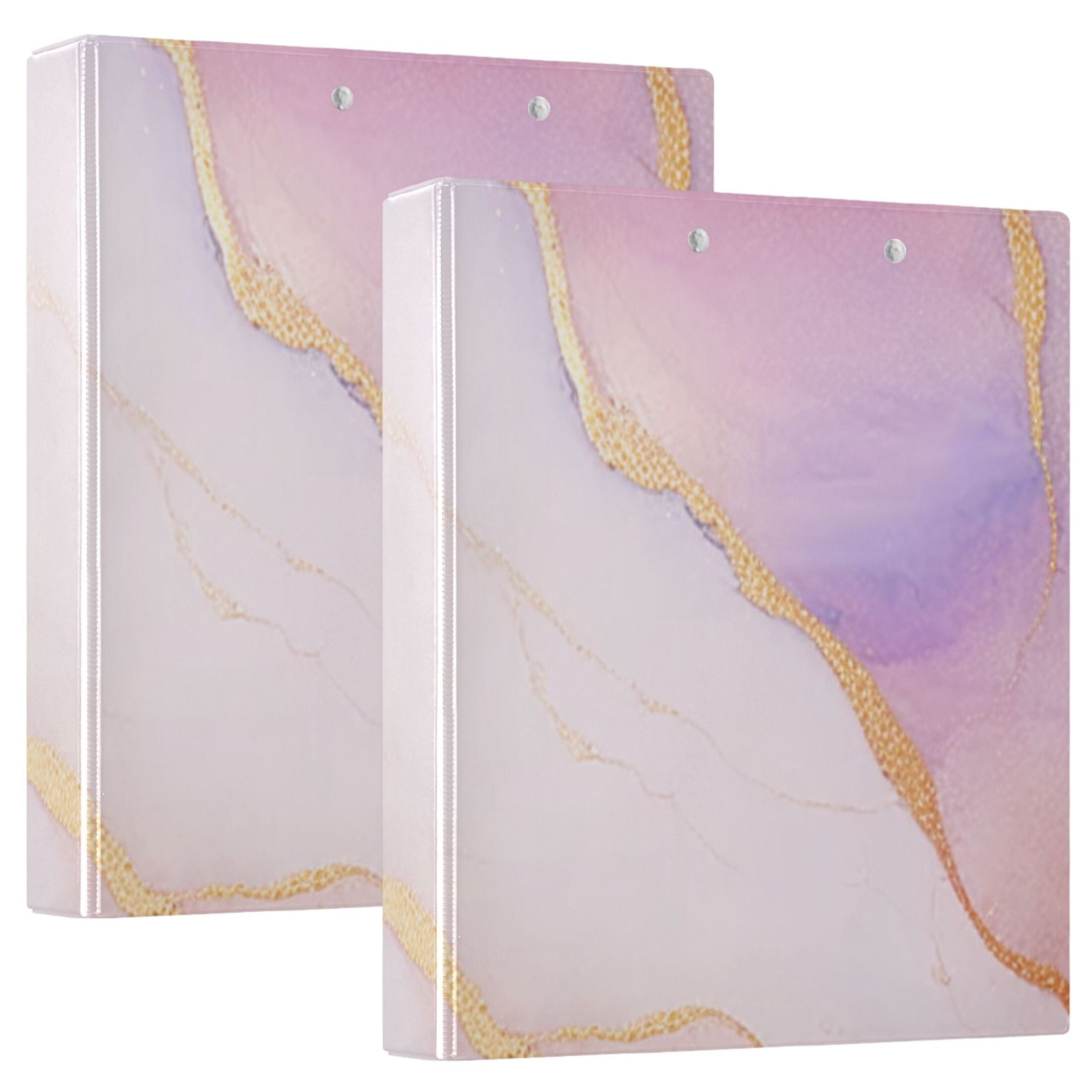 Pink Gold Marble 3 Ring Hardcover Binders 1.5" Round Rings for Letter ...