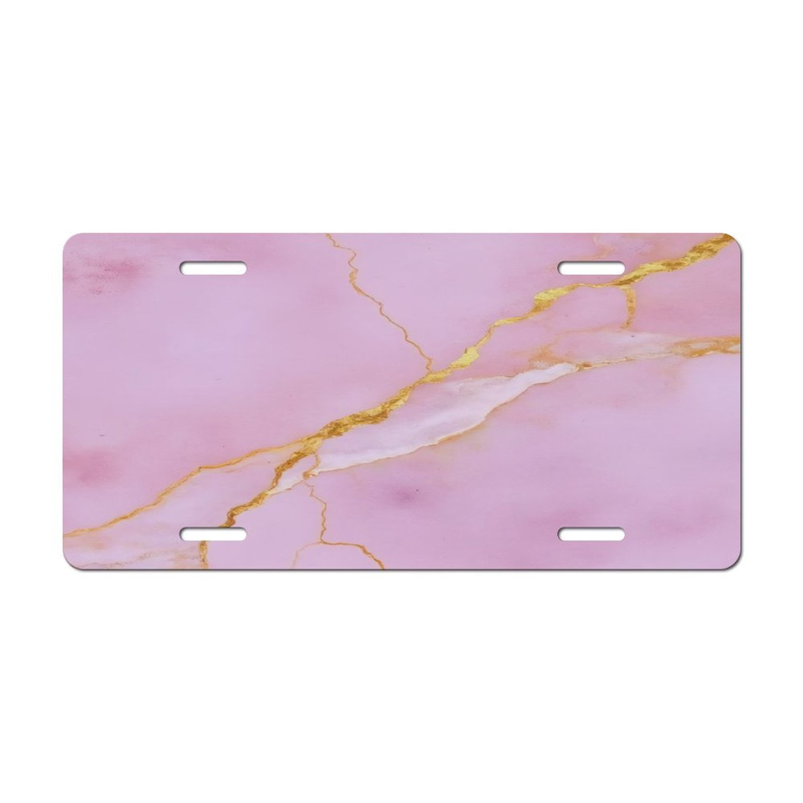 Pink Gold Marble Texture License Plate Lightweight Aluminum Automotive ...