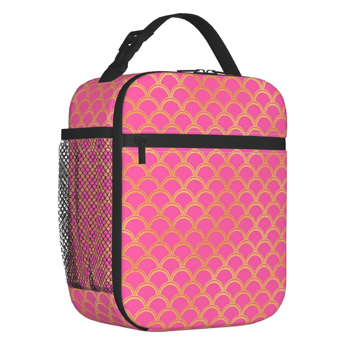 Pink Gold Mermaid Scale Wave Pattern Resuable Lunch Box Wom Leakproof ...