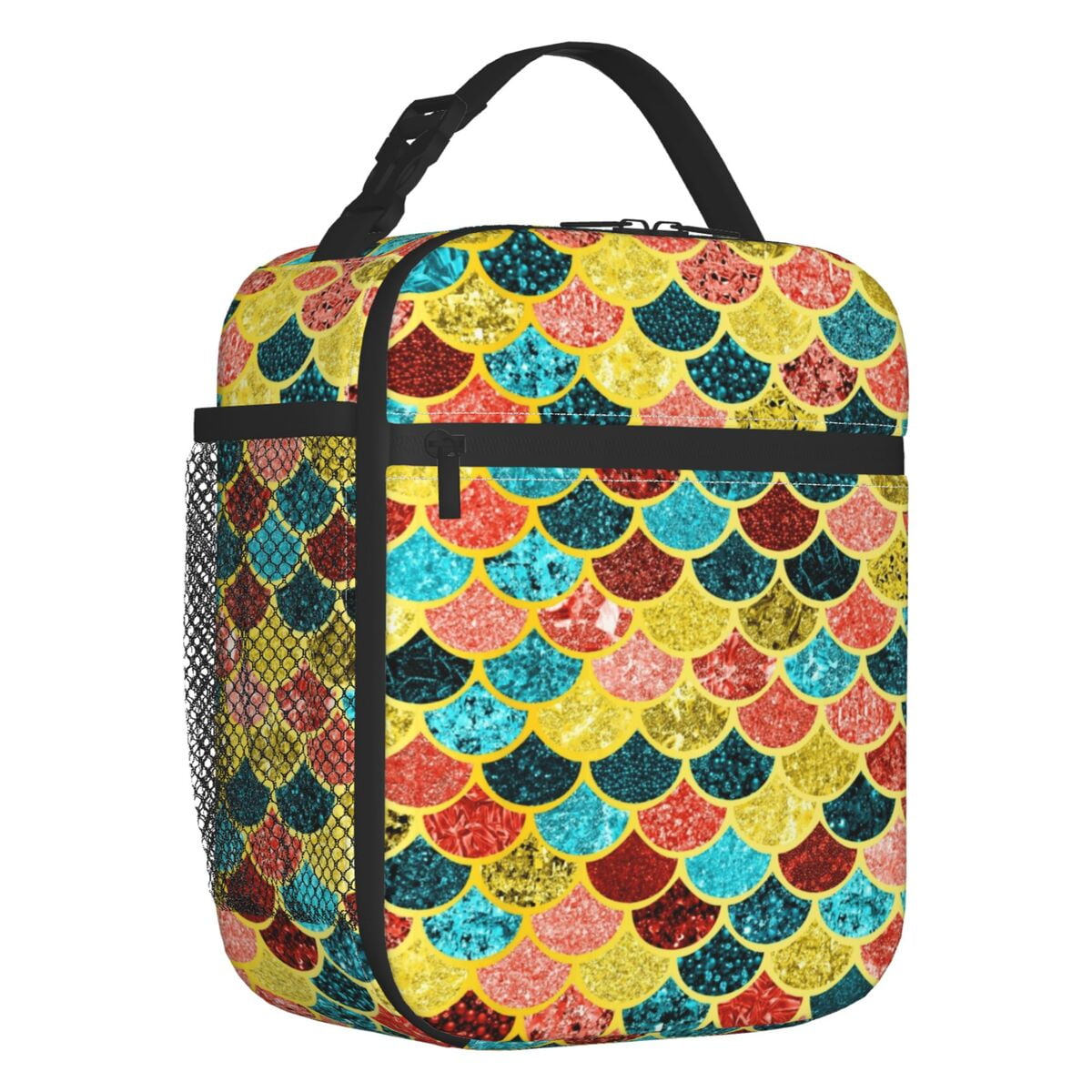 Pink Gold Mermaid Scale Wave Pattern Resuable Lunch Box Women Leakproof ...