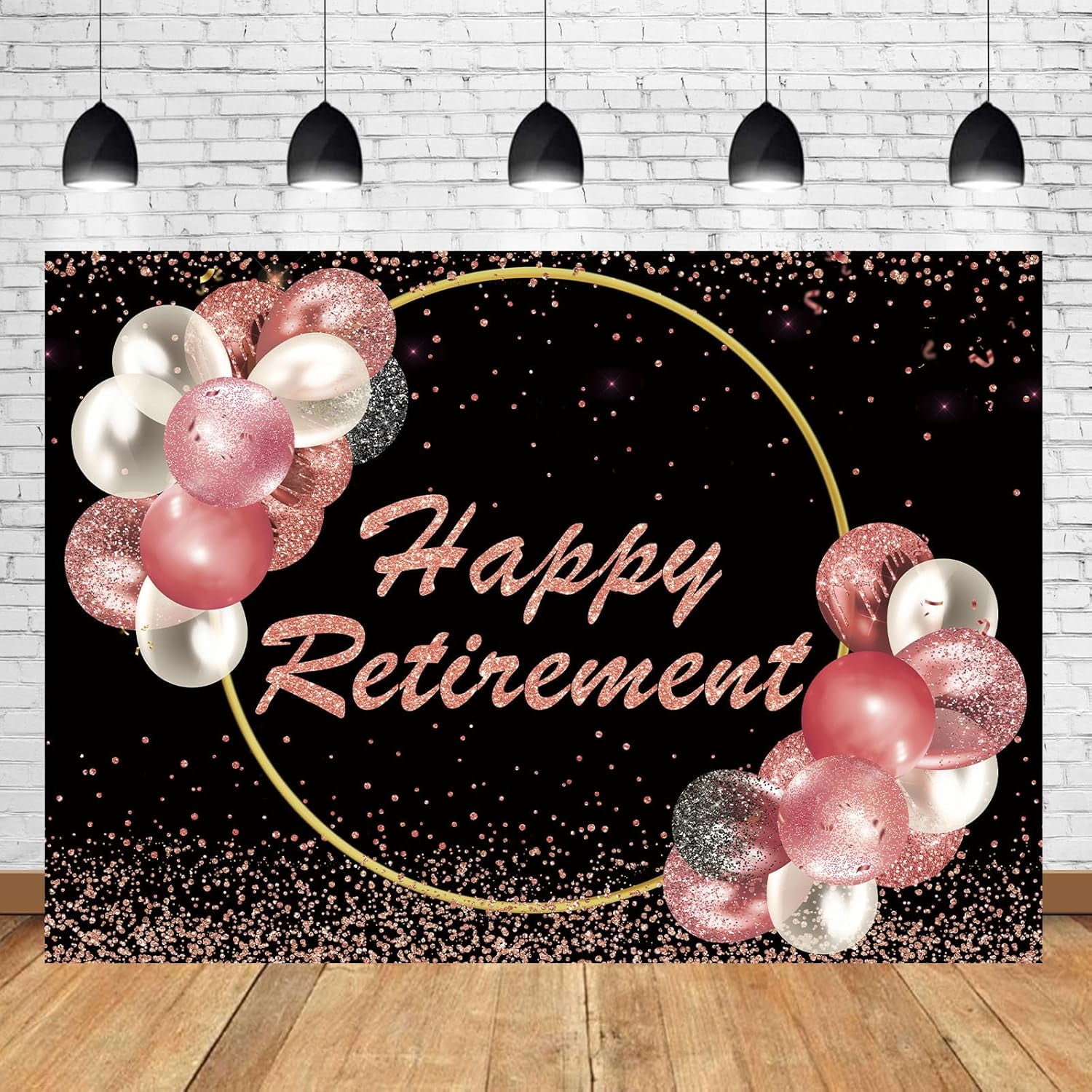 Pink Gold Retirement Backdrop Golden Circle Retired Party Background ...