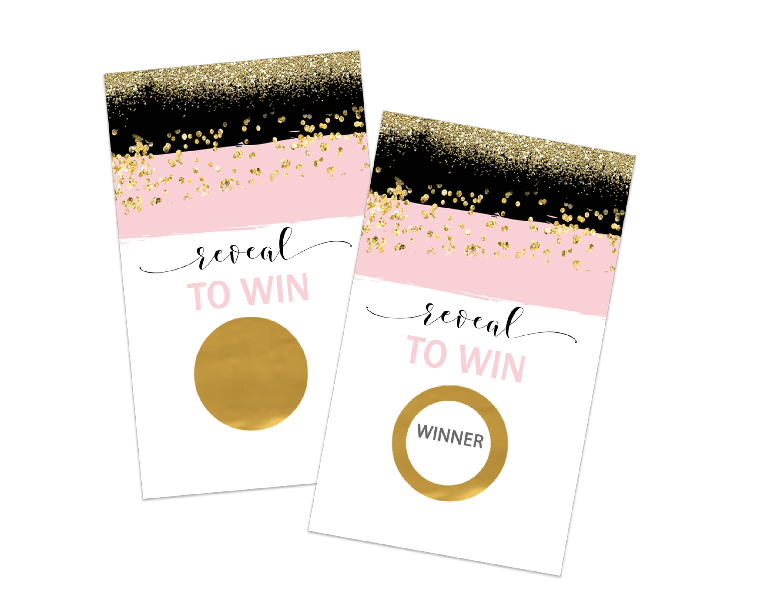 Pink & Gold Scratch Off Game Cards - 28 Pack for Weddings, Baby Showers ...
