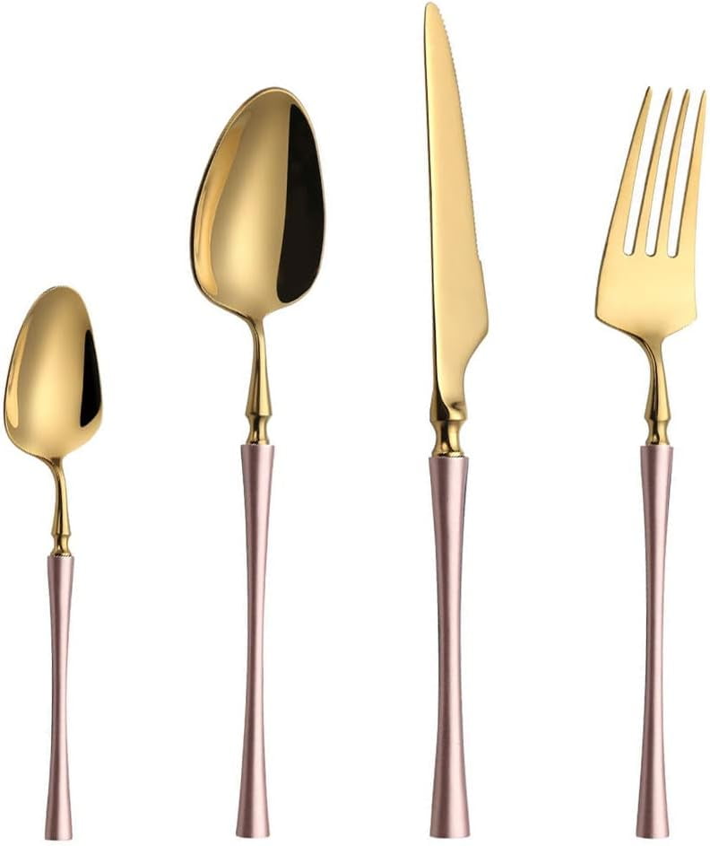 Pink Gold Silverware Set 40 Piece 18/10 Stainless Steel Flatware Set ...