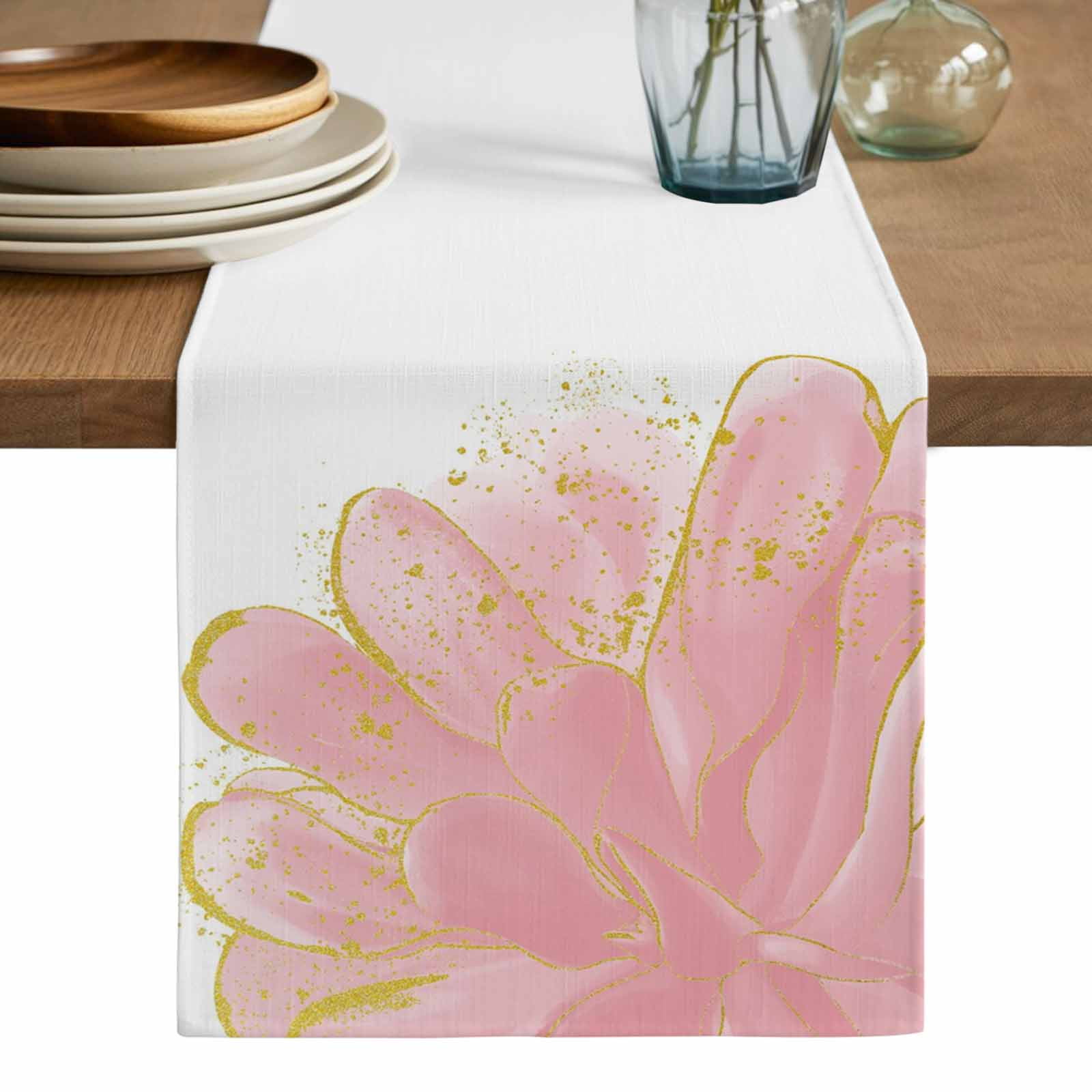 Pink Gold Table Runner, Boho Modern Abstract Minimalist Aesthetic ...
