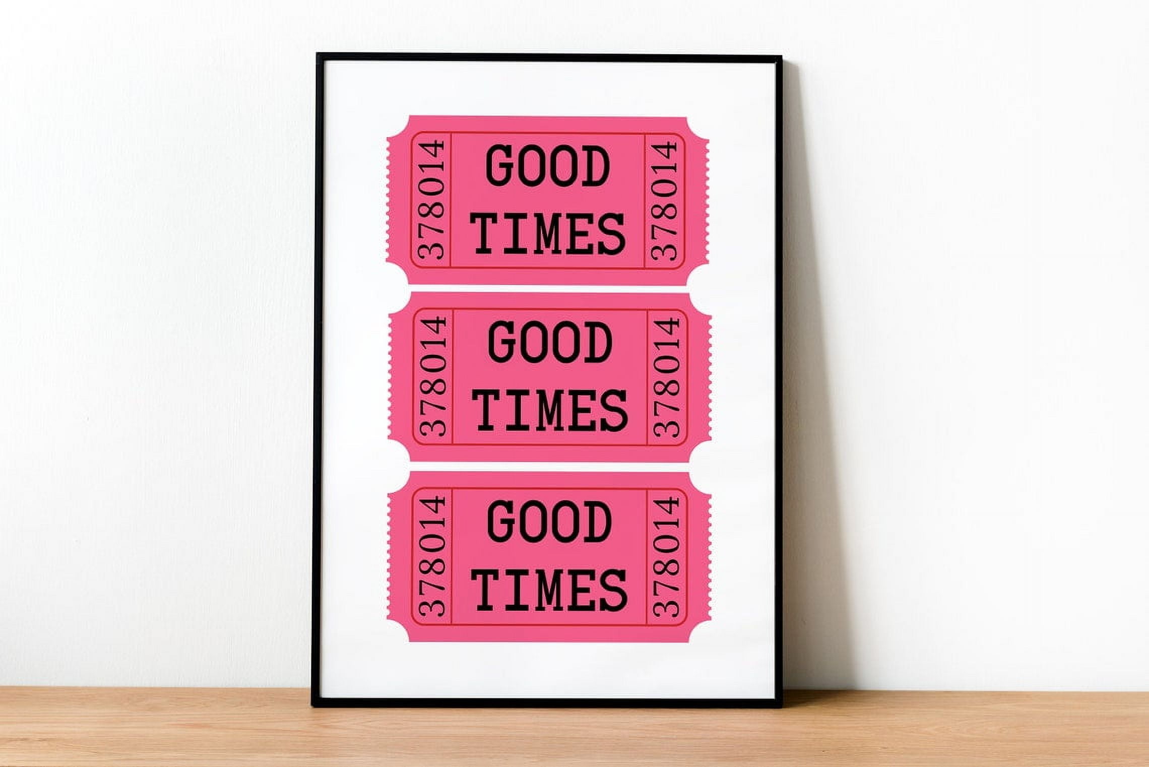 Pink Good Times Ticket, Ticket Art Print, Trendy Wall Art, Trendy Bar ...