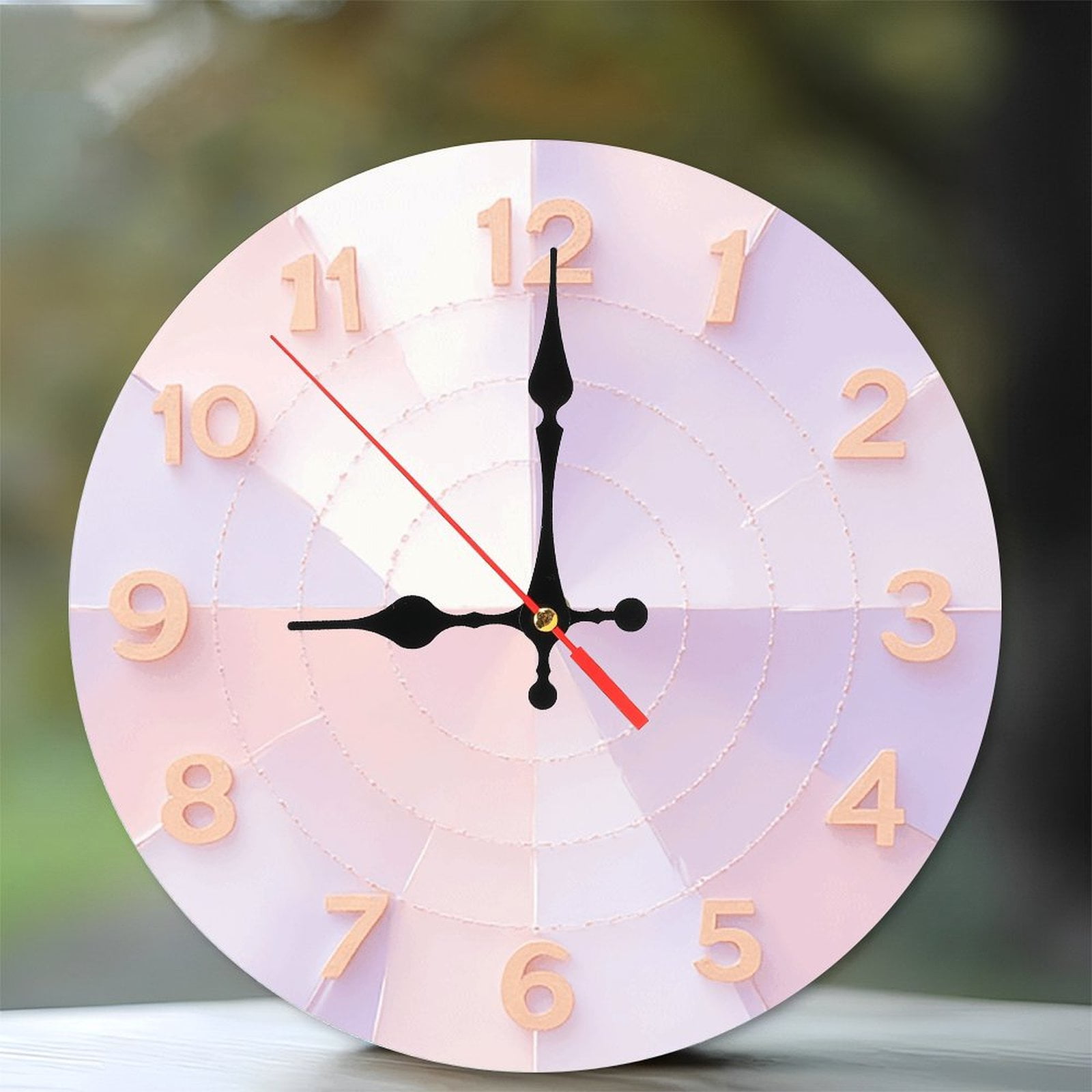 Pink Gradient Wall Clock Home Decor 10-Inch Silent Wooden Wall Clock ...