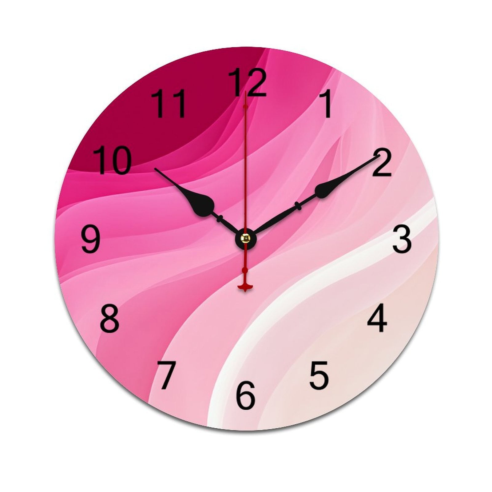 Pink Gradient Waves Design-1 Time Decorative Wall Clocks Round Large ...