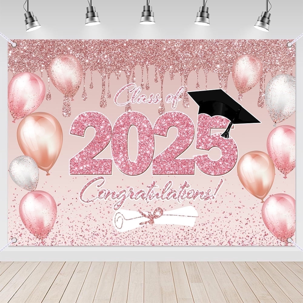 Pink Graduation 7X5FT Backdrop Class of 2025 Rose Gold Grad Background ...