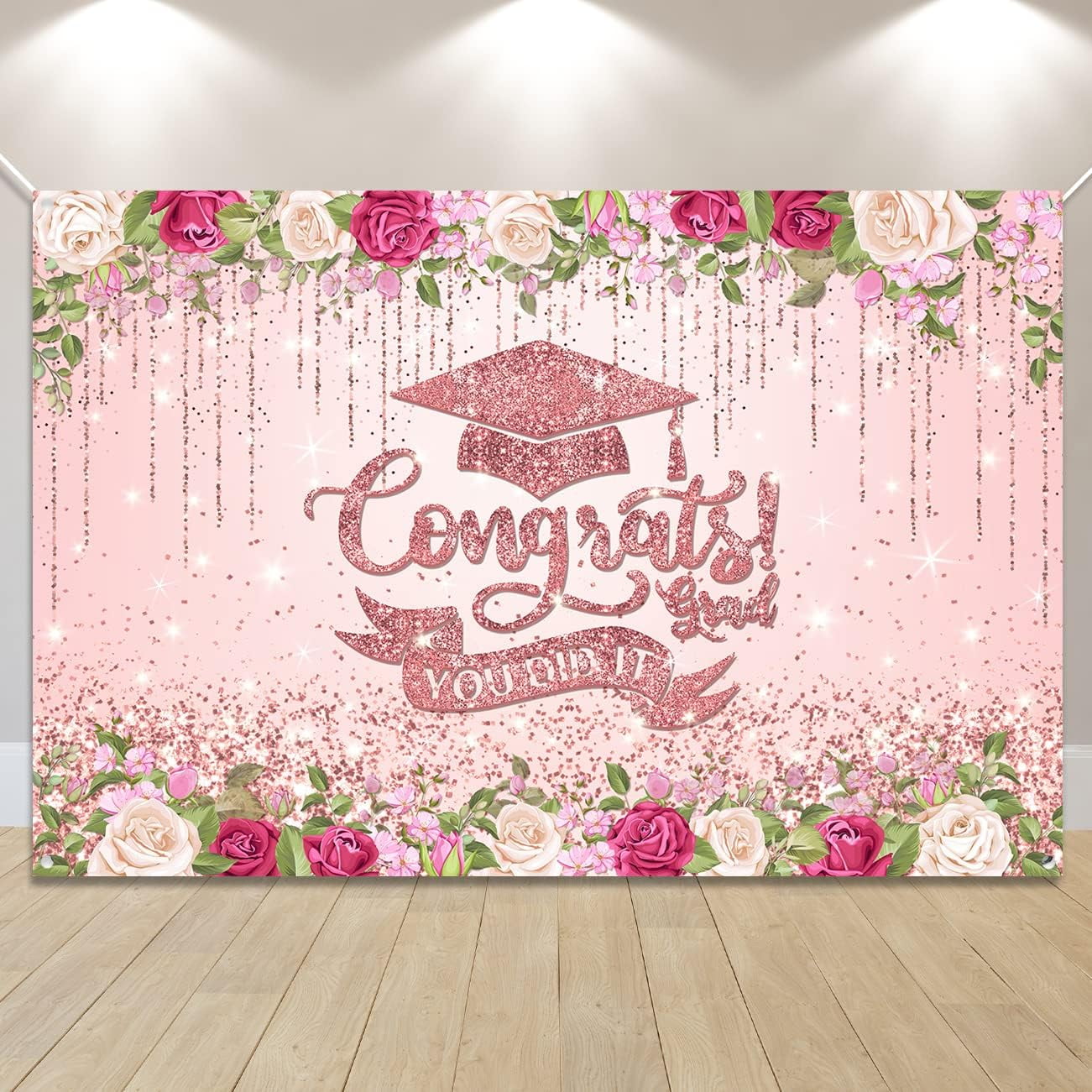 Pink Graduation Decorations Class of 2025 Graduation Backdrop Rose Gold ...