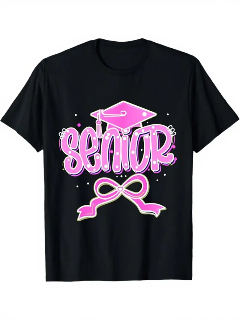 Pink Graduation T-Shirt Featuring a Design with a Grad Cap And Ribbon ...