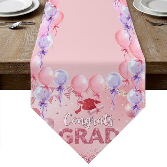 Pink Graduation Table Runner Linen Burlap Table Runner 90 Inches Long ...