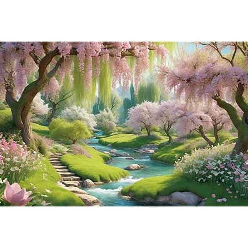 Pink Gre Spring Photography Background Willow Cherry Blossom Creek Photocall Backdrop Natural ...