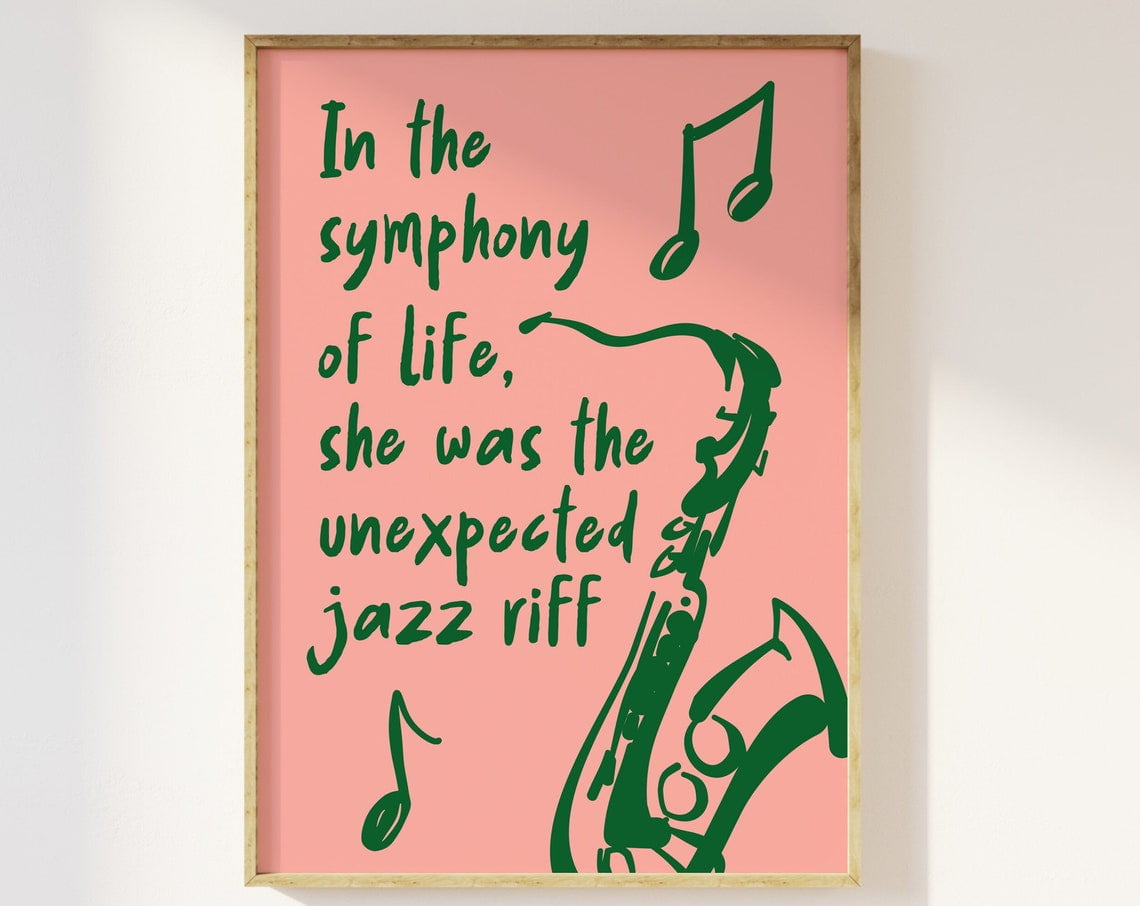 Pink And Green Feminine Typography Symphony Of Life Print - Aesthetic ...