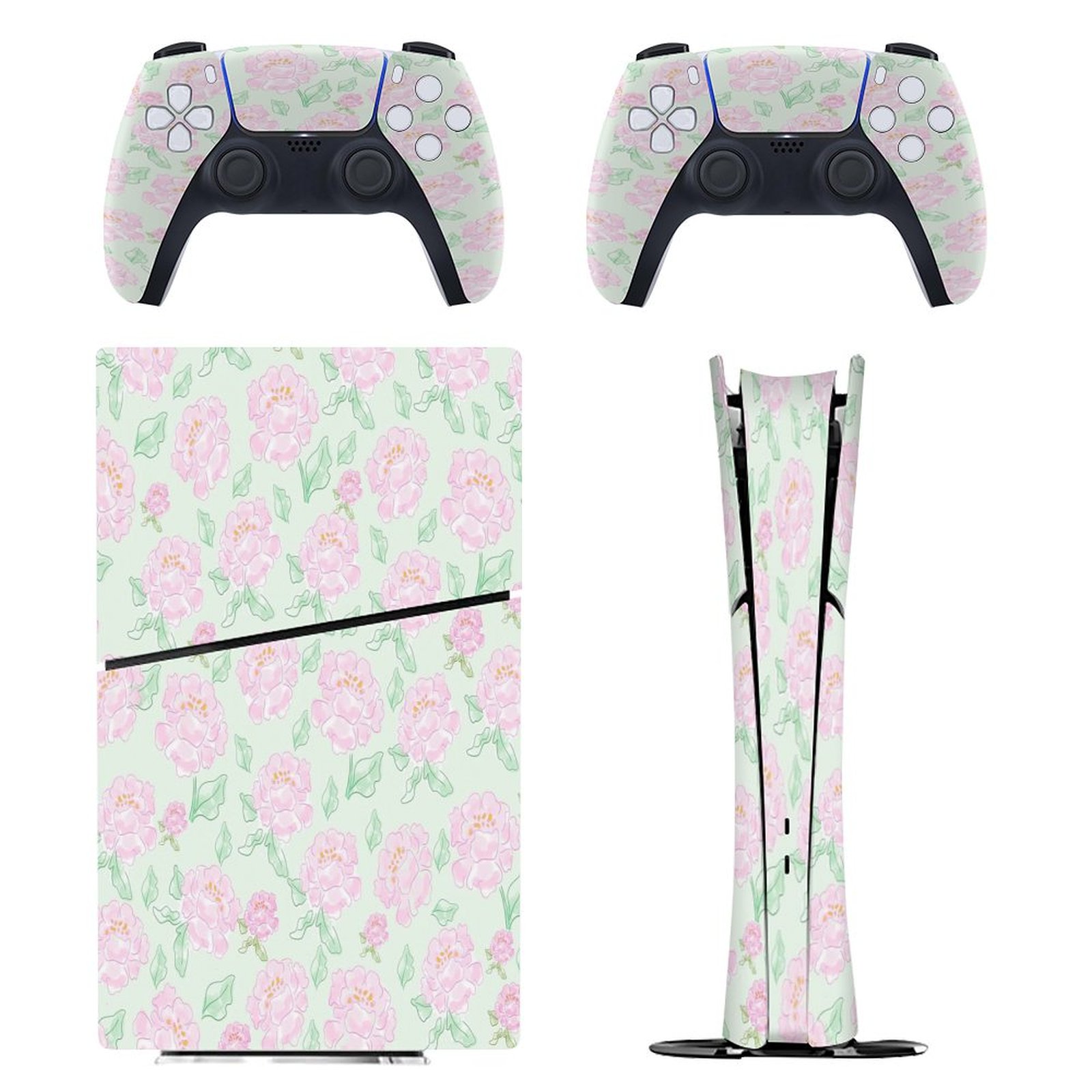 Pink Green, Flowers PS5/PS5 Slim Digital Disc Skin Sticker For Console ...