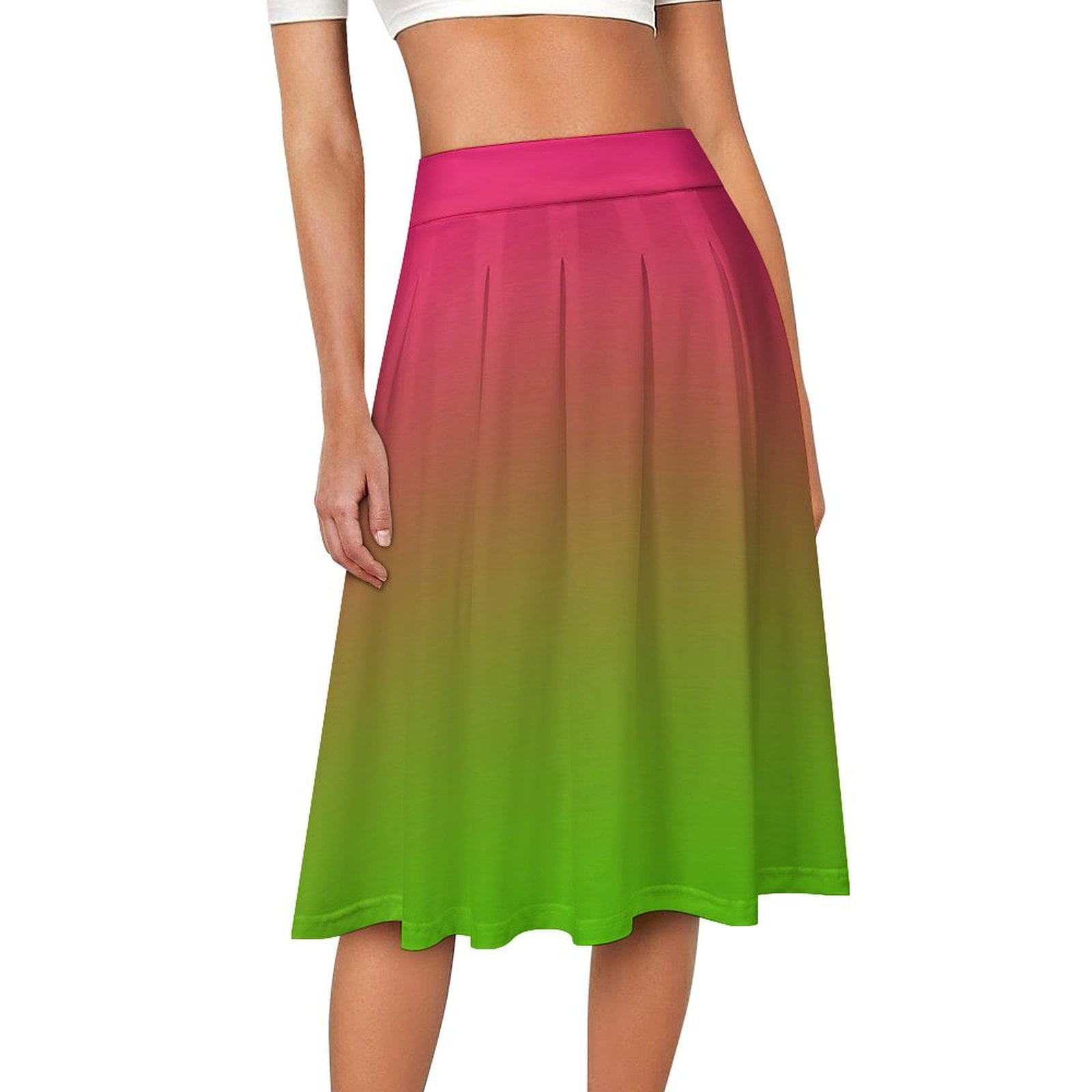 Pink Green Gradient Knee Length Skorts Skirts for Women High Waisted ...