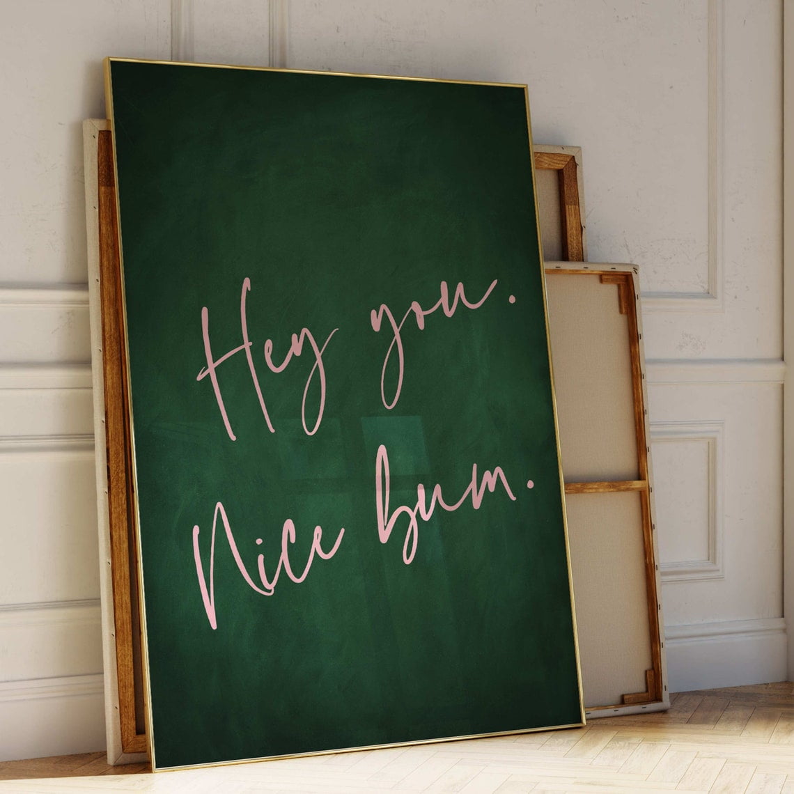 Pink And Green Nice Bum Print, Emerald Green Decor, Bedroom Wall Art ...