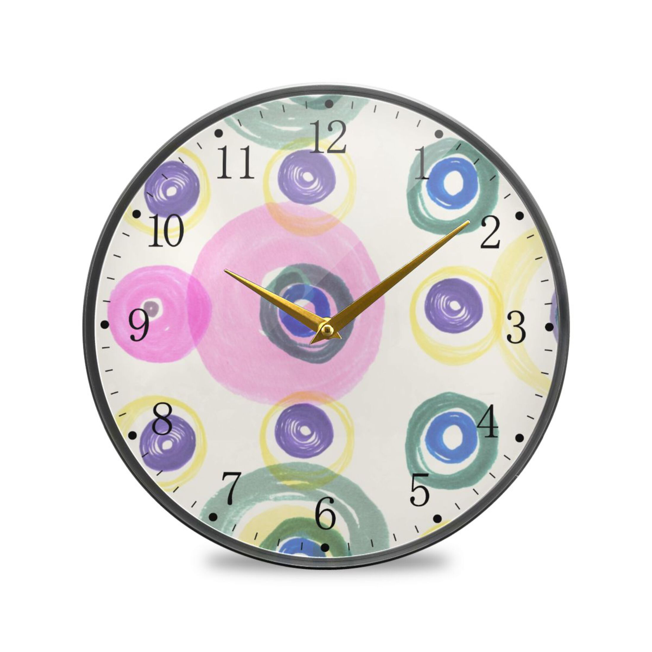 Pink and Green Polker Dots Pattern Acrylic Wall Clocks Quiet Round ...