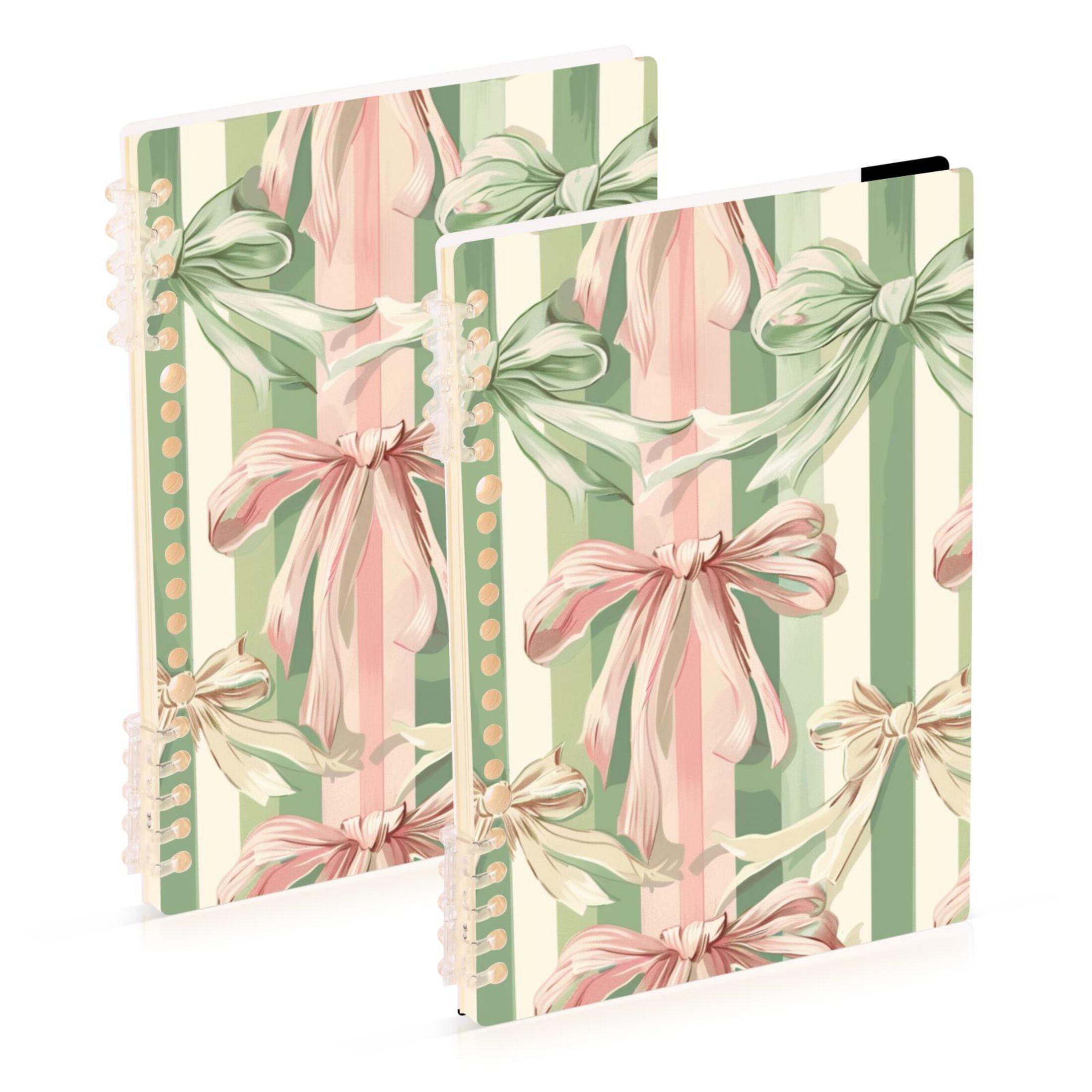 Pink Green Ribbons Stripe Ring Binder Notebook Journey Note Diary ...