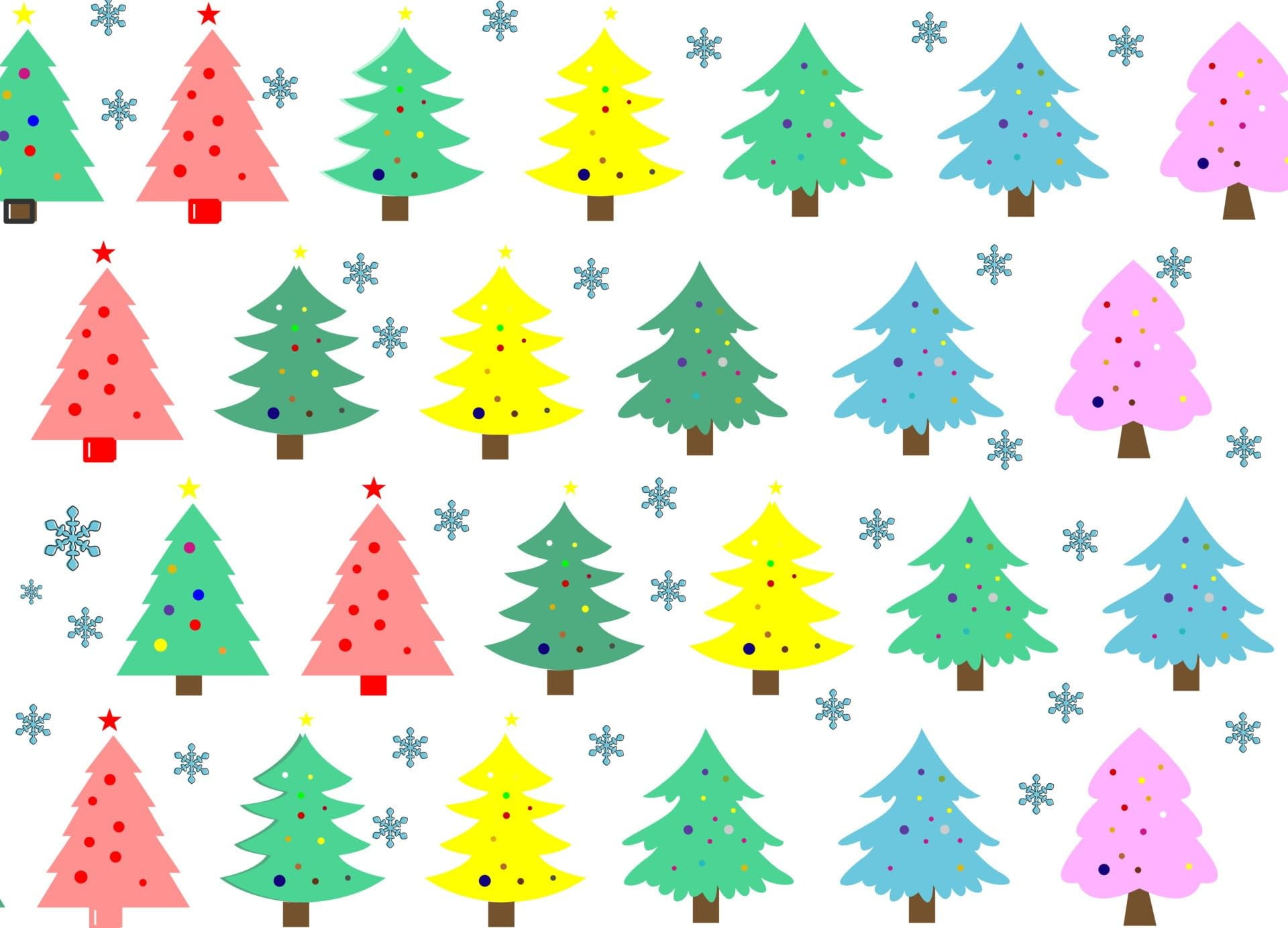 Pink, Green, Yellow Blue & Red Christmas Tree Winter Pattern On Edible ...