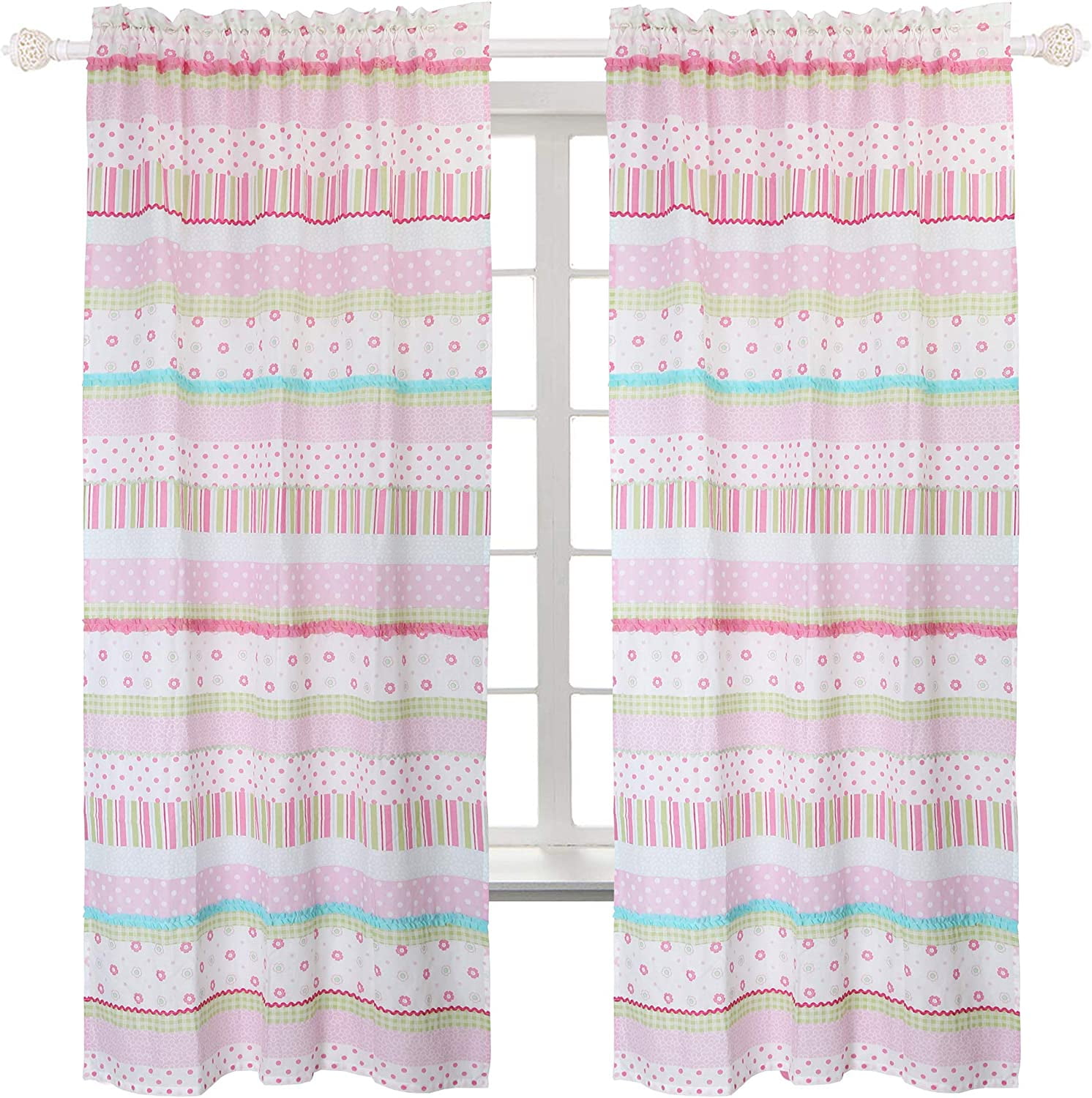 Pink Greta Pastel Polka Dot Window Curtain Panel Set - Walmart.com