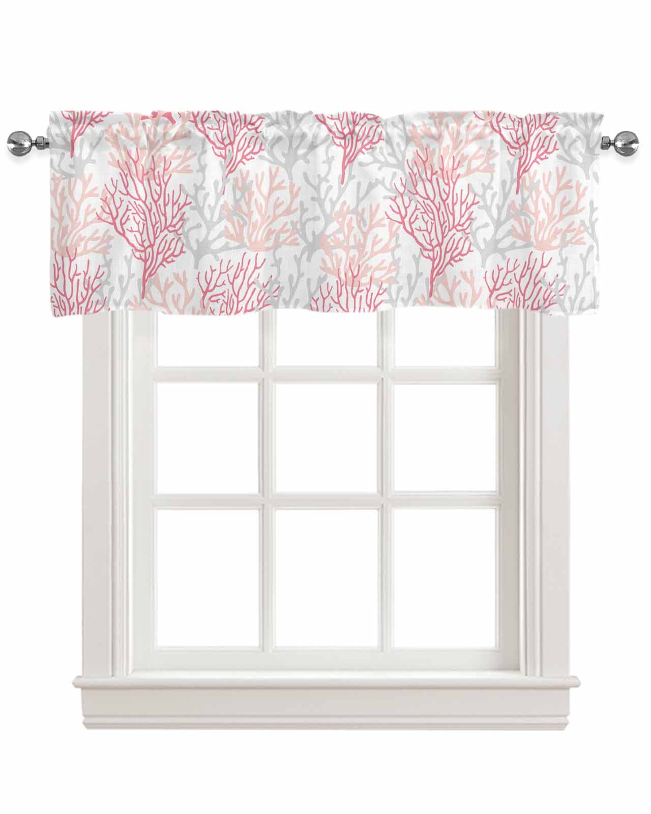 Pink Grey Coral Linen Curtain Valance for Bedroom/Bathroom/Kitchen ...