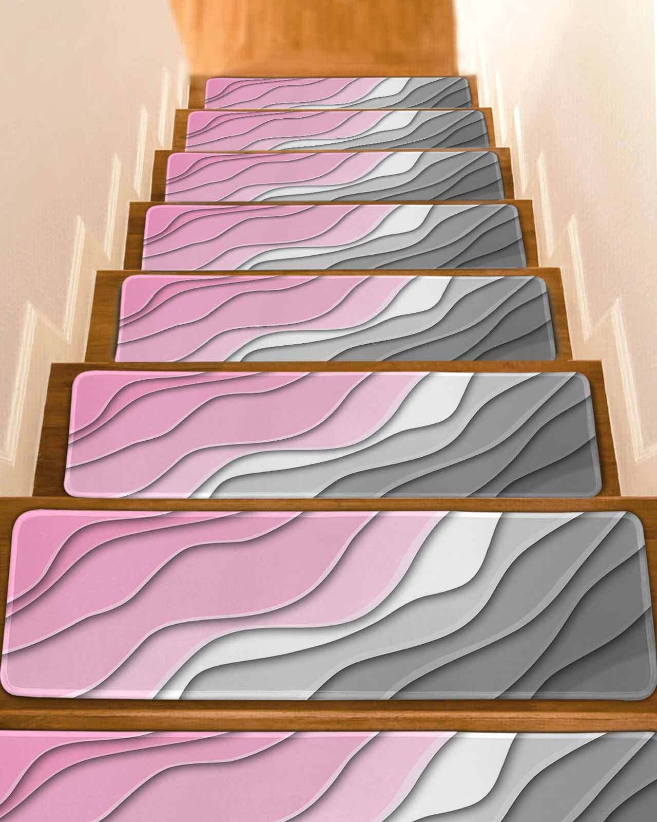 Pink Grey Ombre Stair Treads for Wooden Steps Indoor Runner Rug Carpet ...