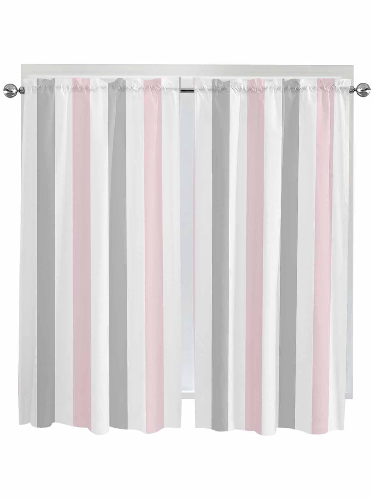 Pink Grey Stripe Bedroom Curtains 63 Inches length, Modern Farmhouse ...